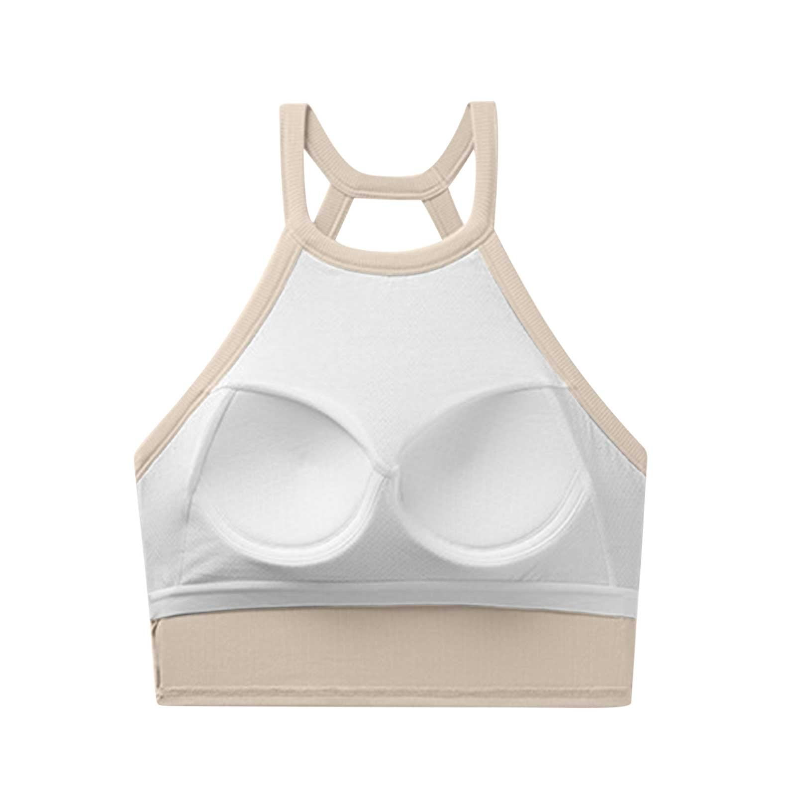 Sakmal Tank Tops for Women Scoop Neck Beige Halter Solid with Built In ...