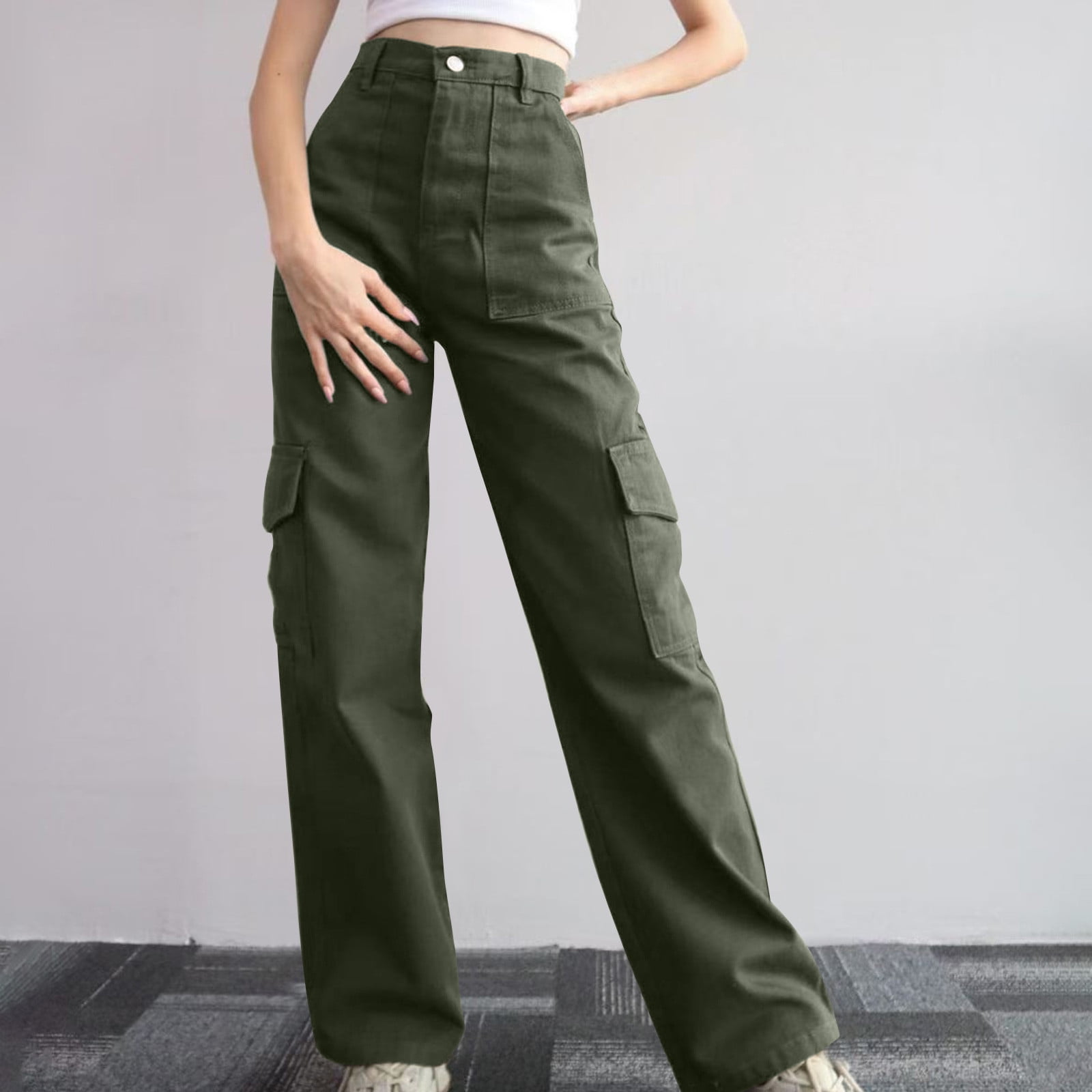 Sakmal Trip Pants for Women Straight Leg Cargo Hiking Plus Size Green ...