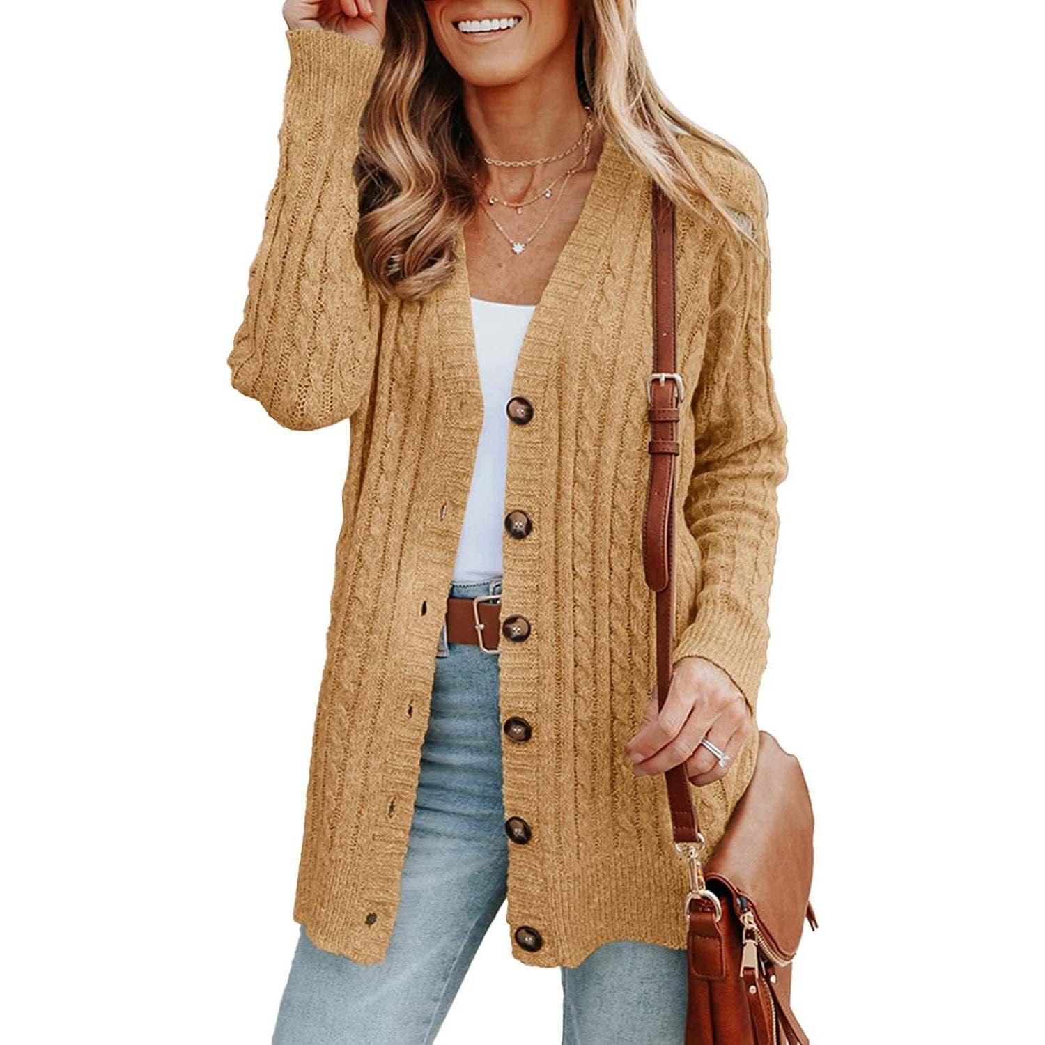 Sakmal Tunic Women Cardigan Sweater Button Down Knitted Casual Cardigan ...