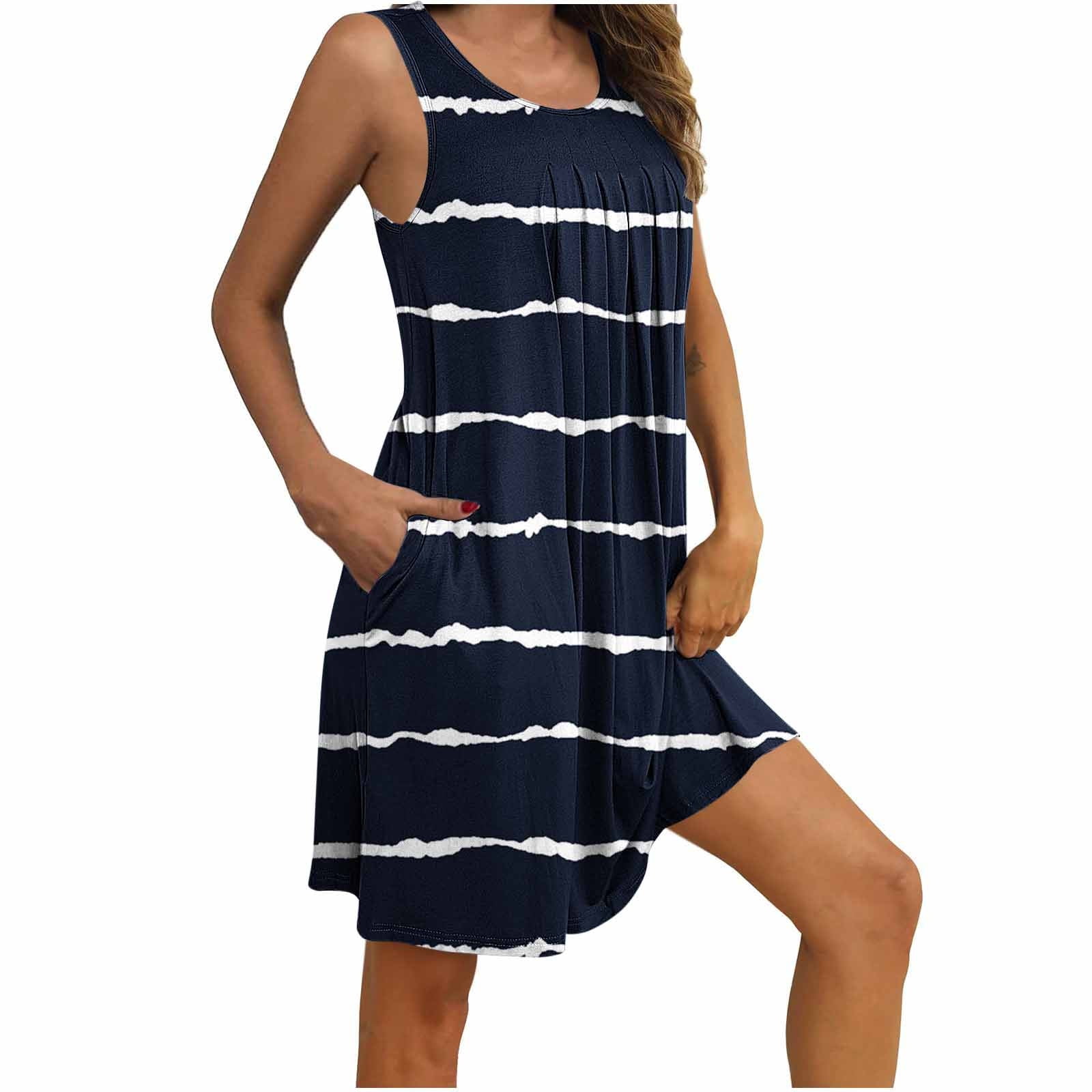 Sakmal Vintage Nightgowns for Women Sleep Tanks with Pockets Sleepshirt ...