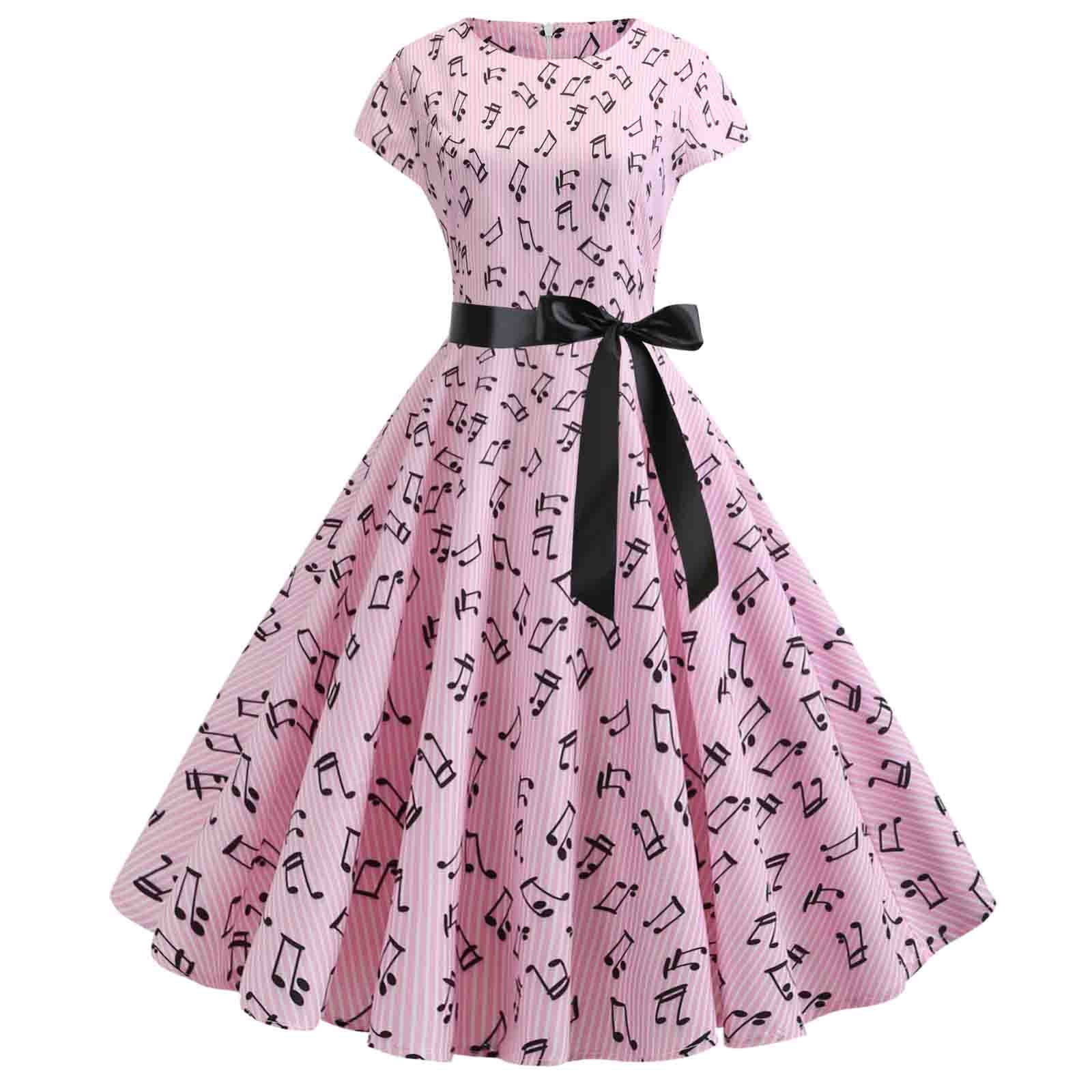 Sakmal Vintage Women's Dresses A Line Prom Pink Long Dress Cap Short Sleeve Ball Gown Dresses ...