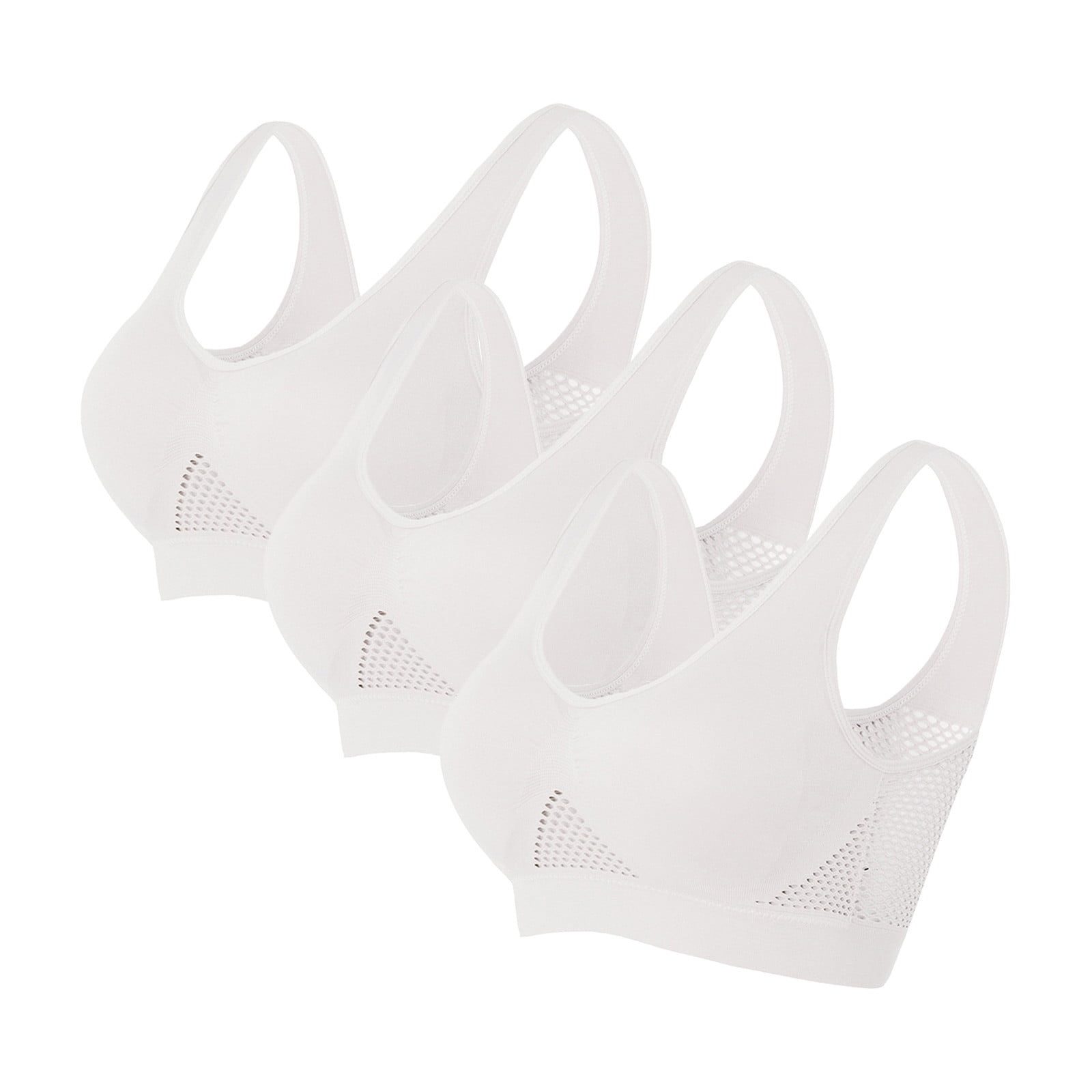 Sakmal White Womens Bras Under $10 3 Pack Lightly Lined Comfortable ...