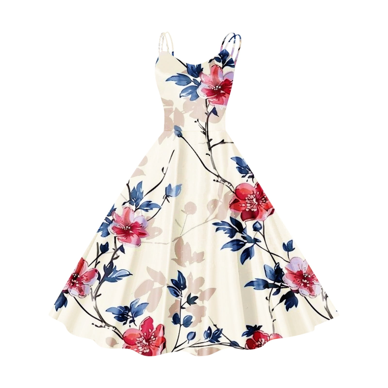 Sakmal Women Dresses Long Prom Vintage Sundress Dress A Line Floral ...