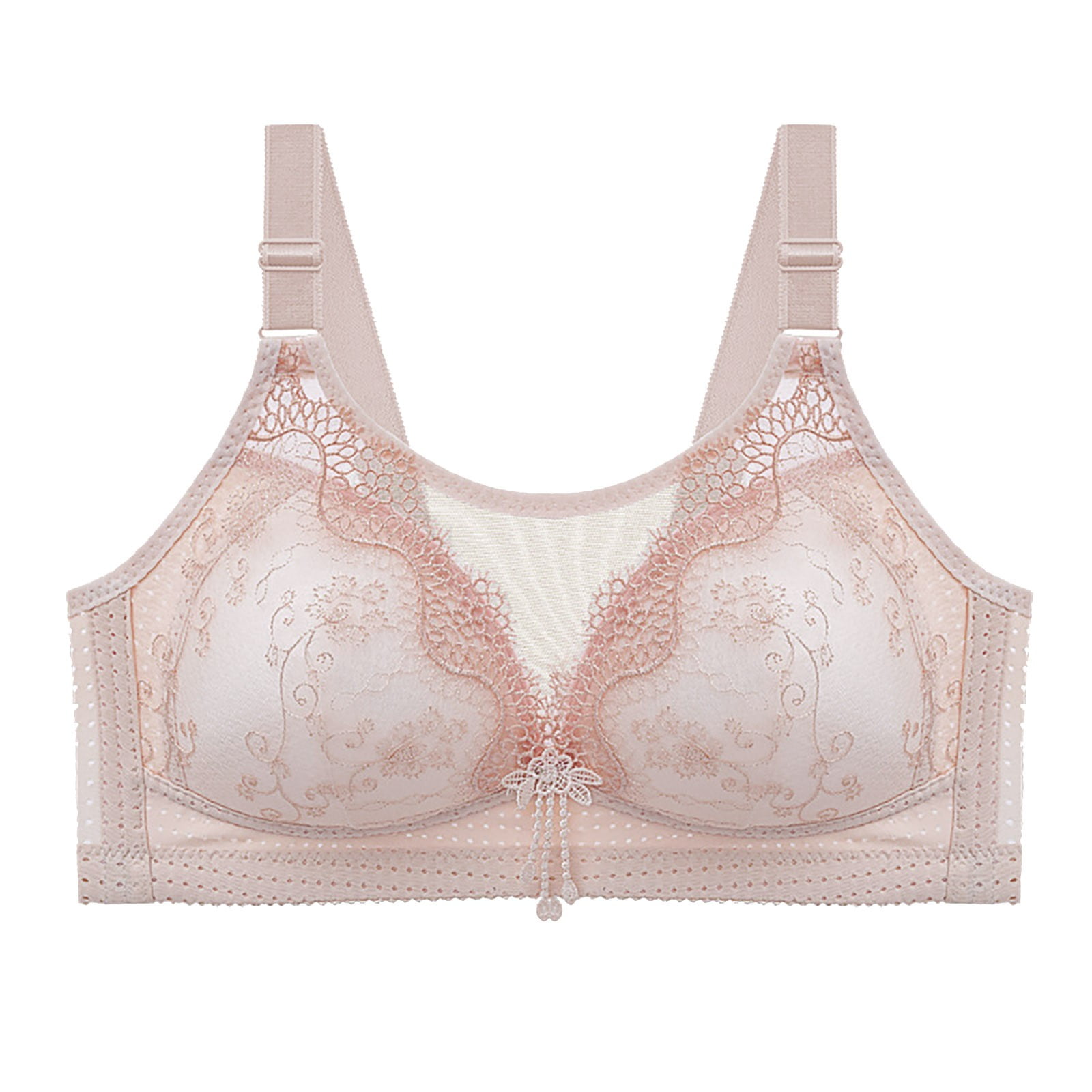 Sakmal Women Plus Size Bras Gray Wireless Lace Lightly Lined Full ...