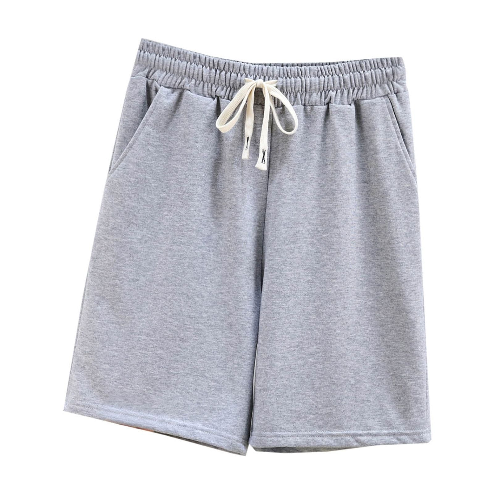 Sakmal Women Shorts Sweat Cotton Gray Bermuda Workout Mid Rise 9 ...