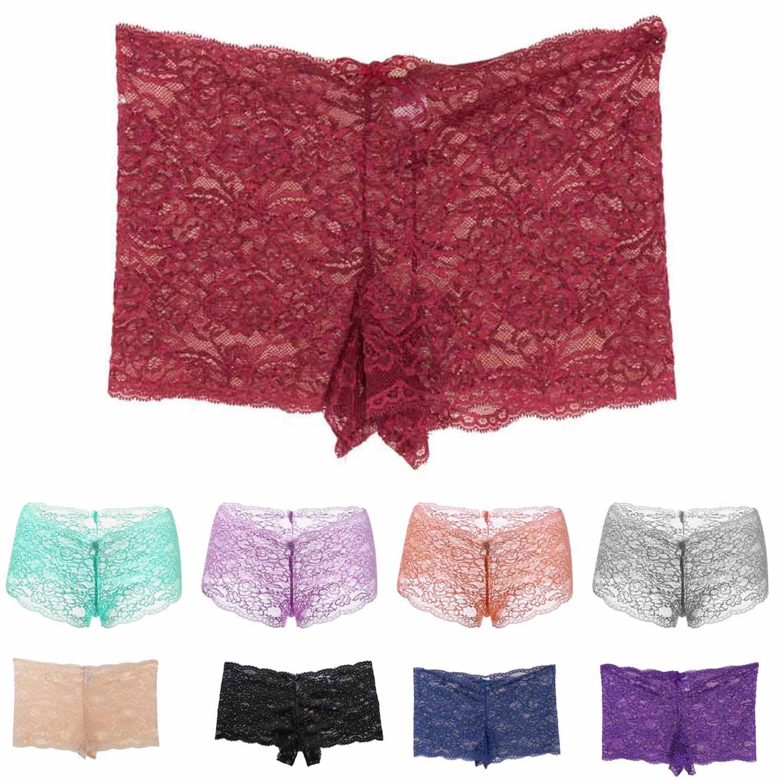 Sakmal Women's Underwear High Waisted Crotchless Lace Plus Size Panties ...