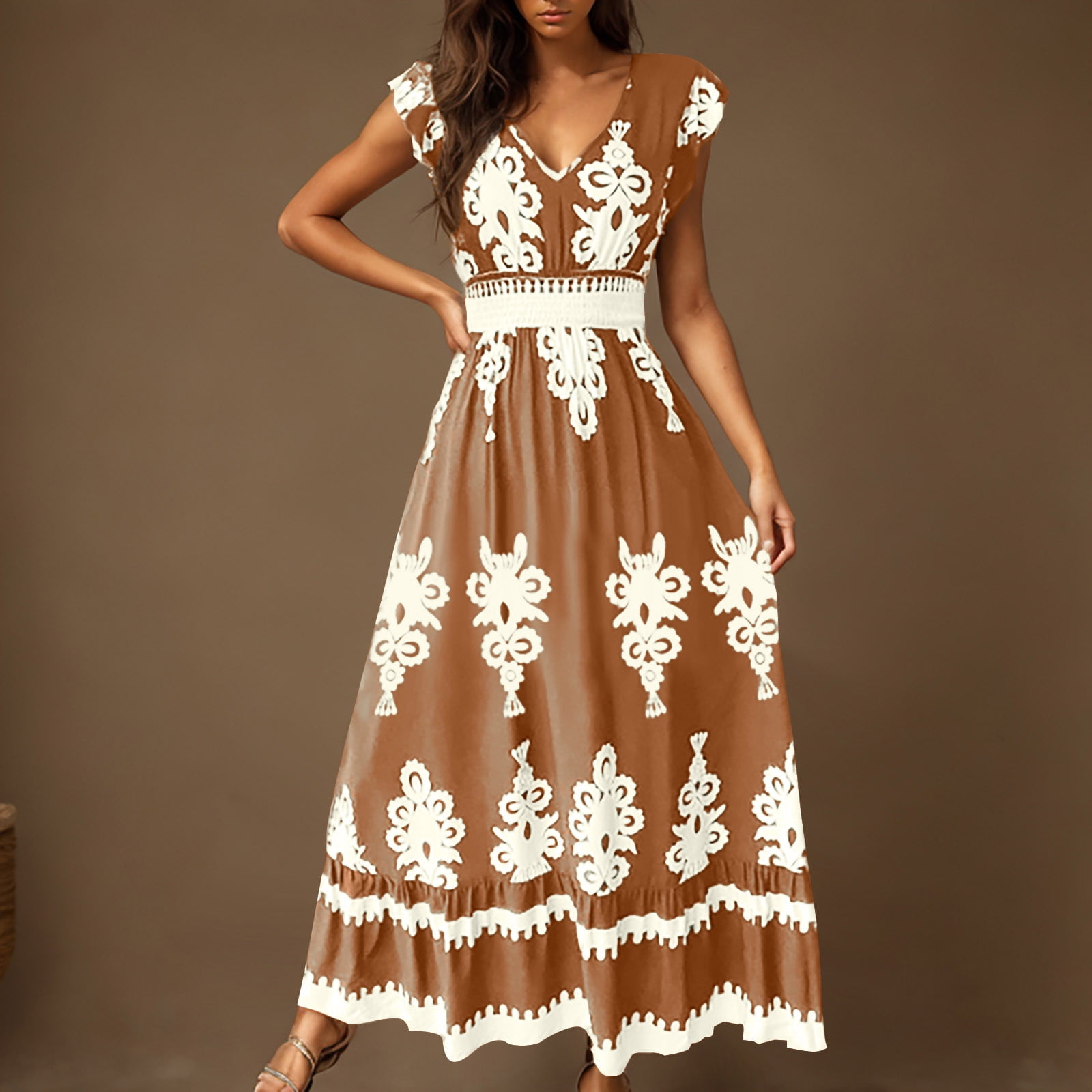 Sakmal Yellow Spring Dresses for Women 2025 Boho Beach Maxi Sundress ...