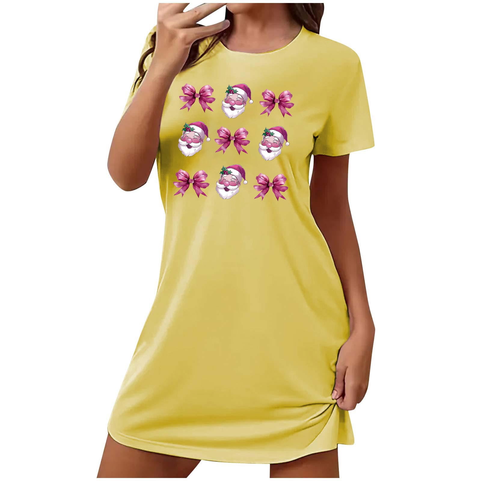 Sakmal Yellow Women Moomoo Nightgowns Soft Christmas Plus Size Cozy ...