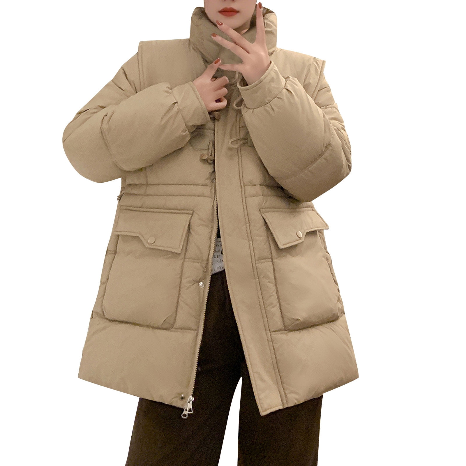Sakmal Zip Up Jacket Women Puffer Quilted Warm Zip Up Down Jackets ...