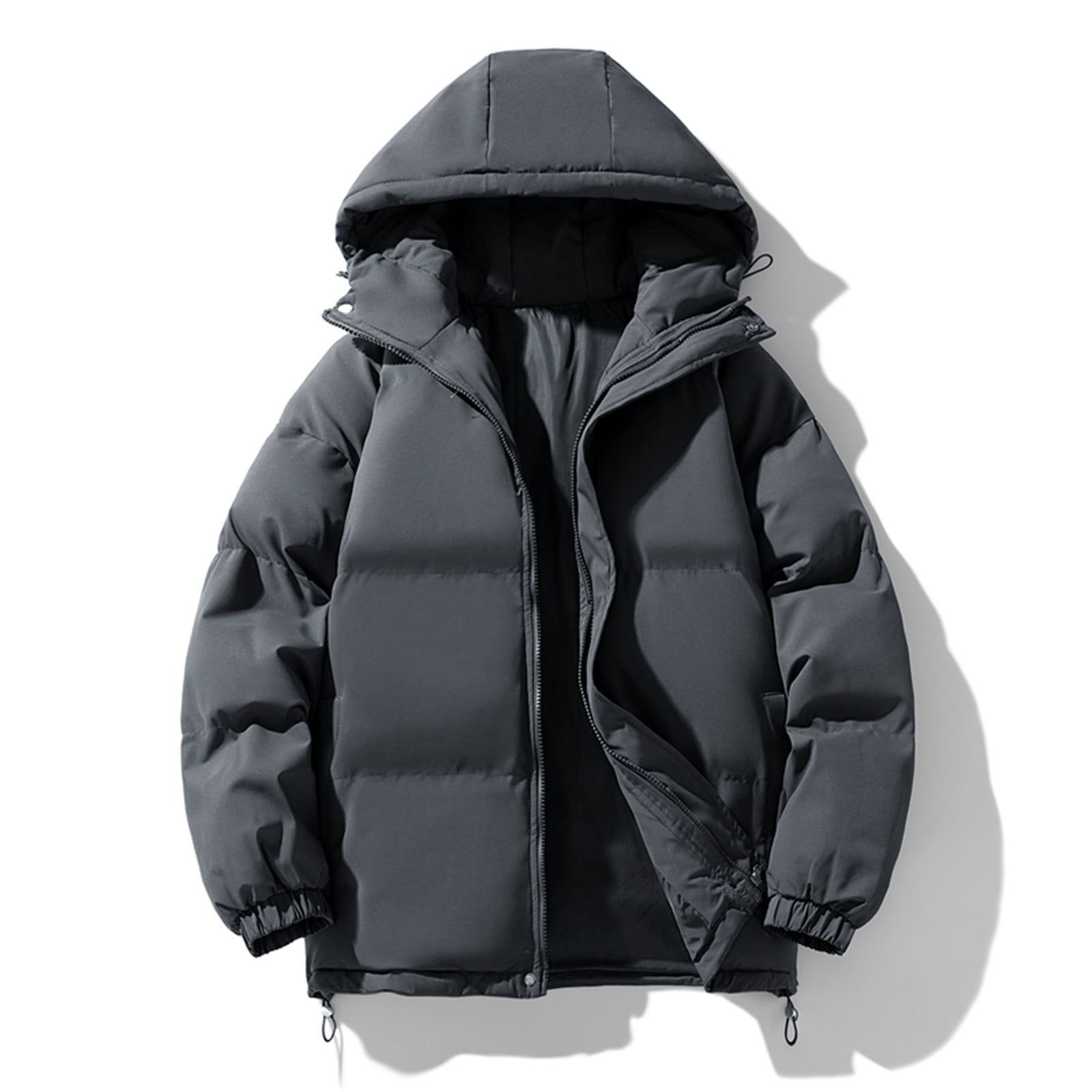 Sakmal Zip Up Womens Jackets Cropped Puffer Quilted Gray Jacket Hooded ...