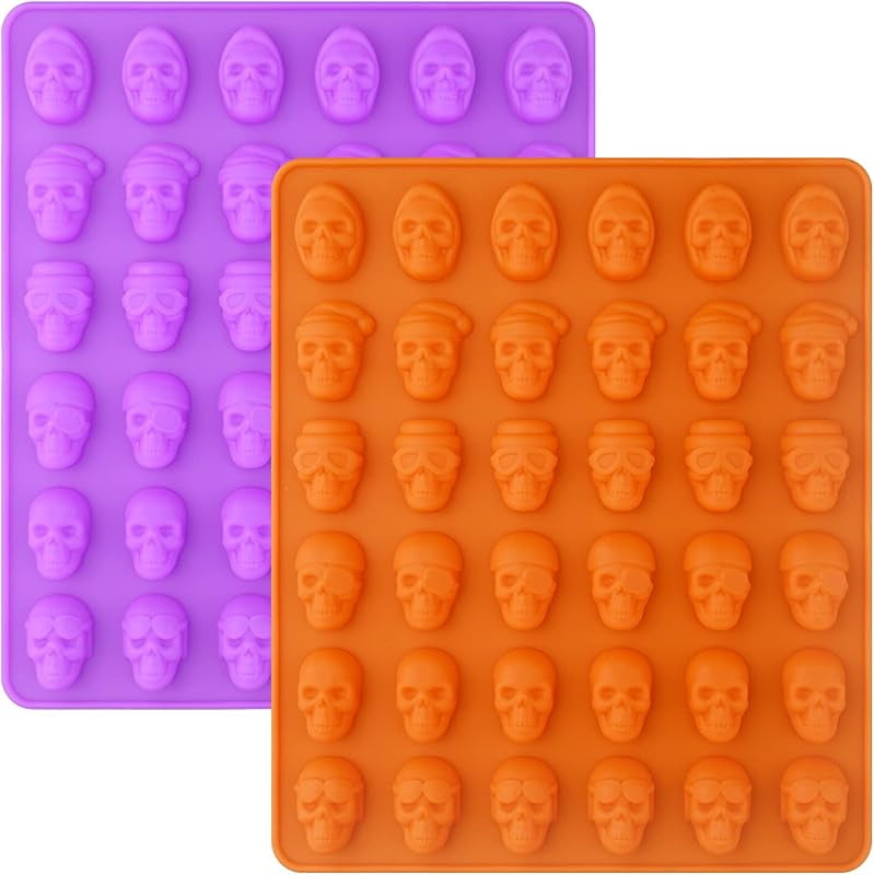 Sakolla Skull Brain and Heart Silicone Mold, 2 Pack Halloween Baking ...