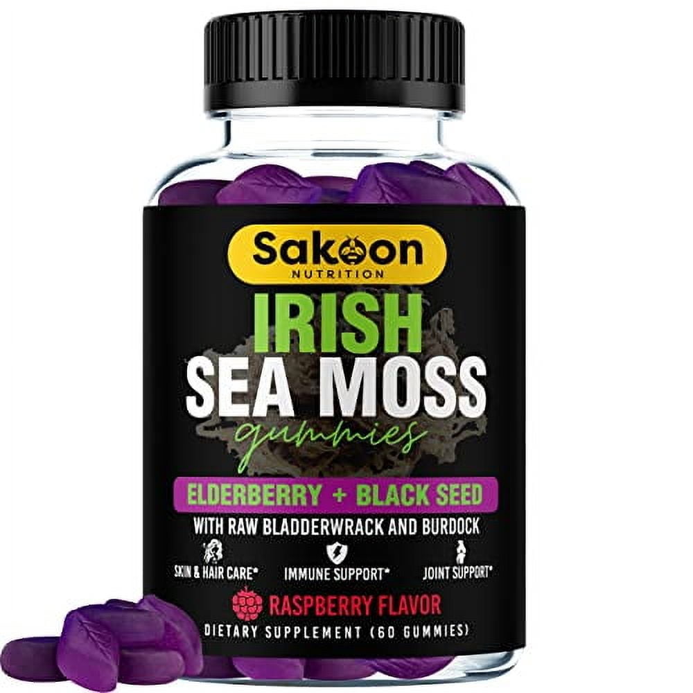 Sakoon nutrition Irish Sea Moss Gummies w/Elderberry & Black Seed Oil ...