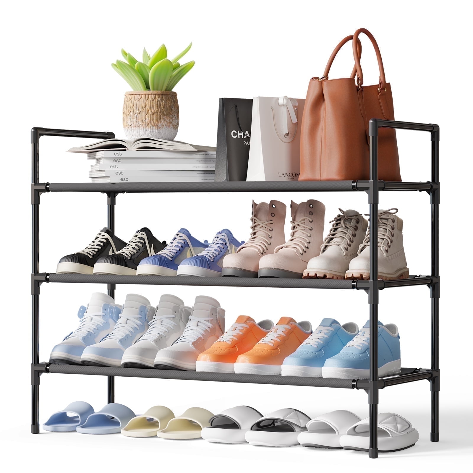 Sakugi 3-Tier Shoe Rack, Sturdy Shoe Organizer, Shoe Shelf Holds up to ...