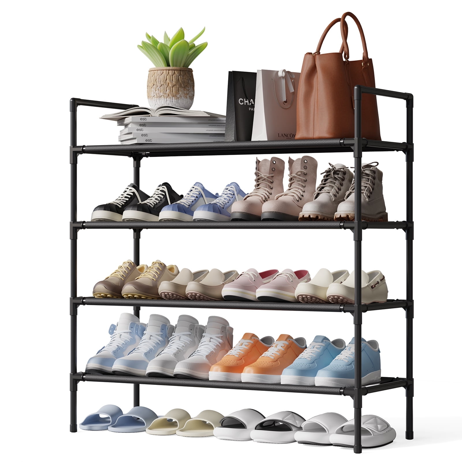 Sakugi 4-Tier Shoe Rack, Sturdy Shoe Organizer, Shoe Shelf Holds up to ...