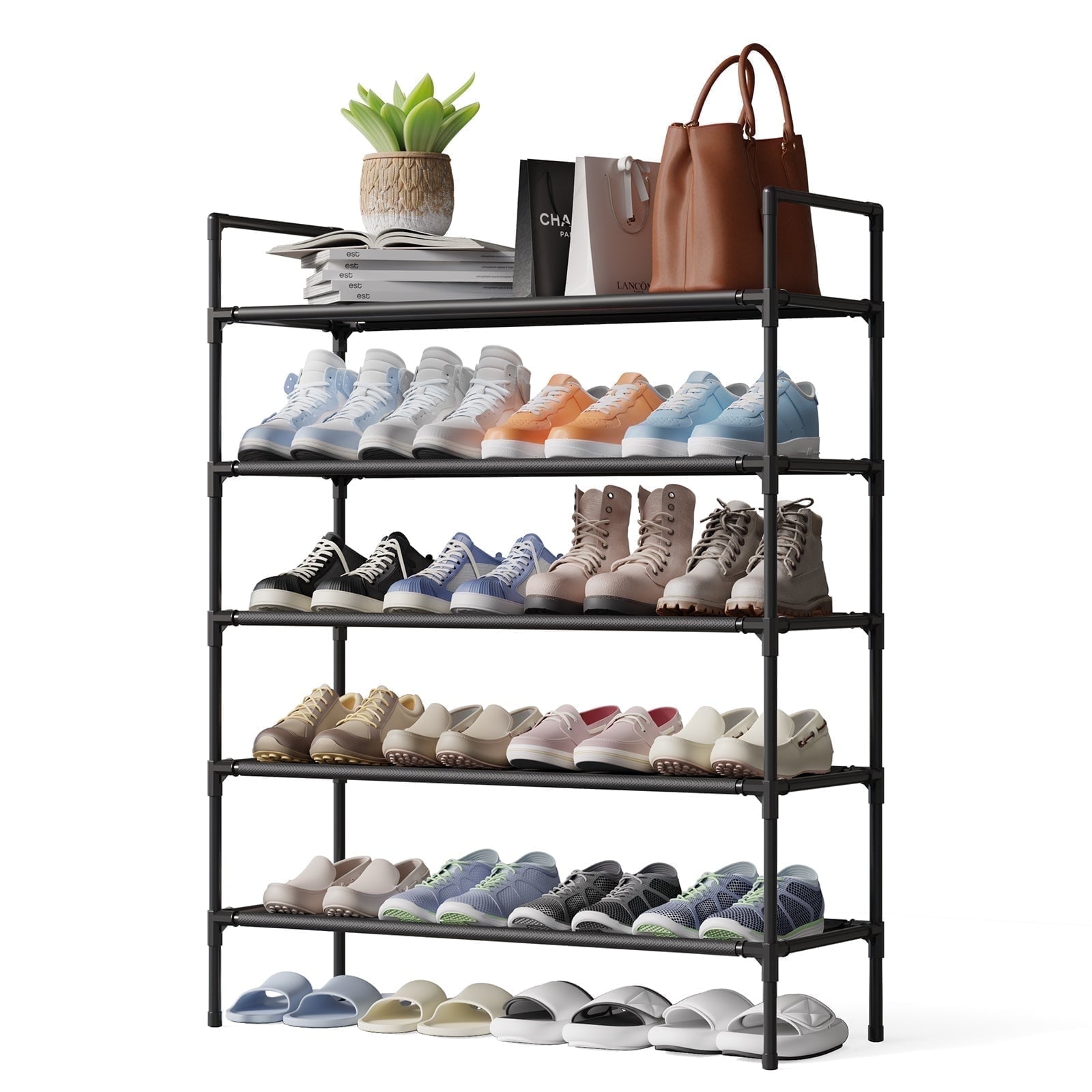 Sakugi 5-Tier Shoe Rack, Sturdy Shoe Organizer, Shoe Shelf Holds up to ...