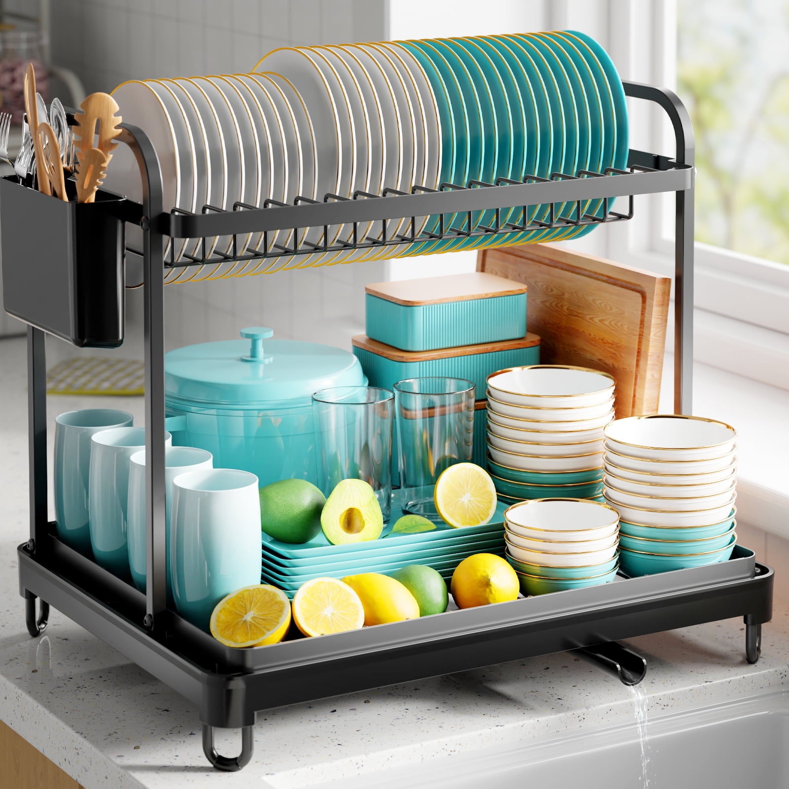 Sakugi Dish Drying Rack, 2-Tier Stainless Steel Dish Racks, Dish ...