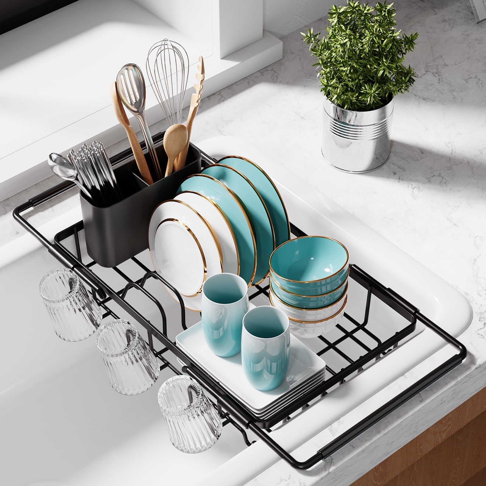 Sakugi Dish Drying Rack, Extendable Dish Racks for Kitchen Counter ...