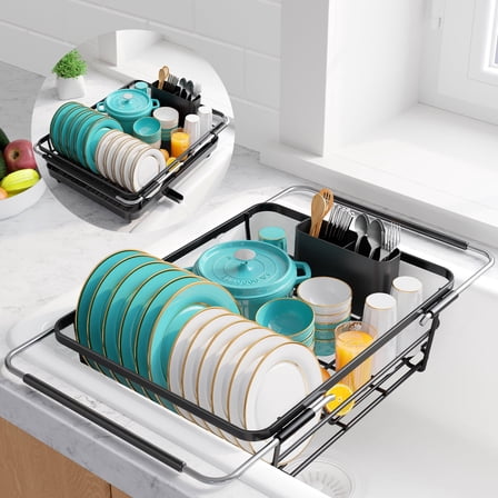 KitchenAid Large Stainless Steel Dish Rack with Drain Drying Feature ...