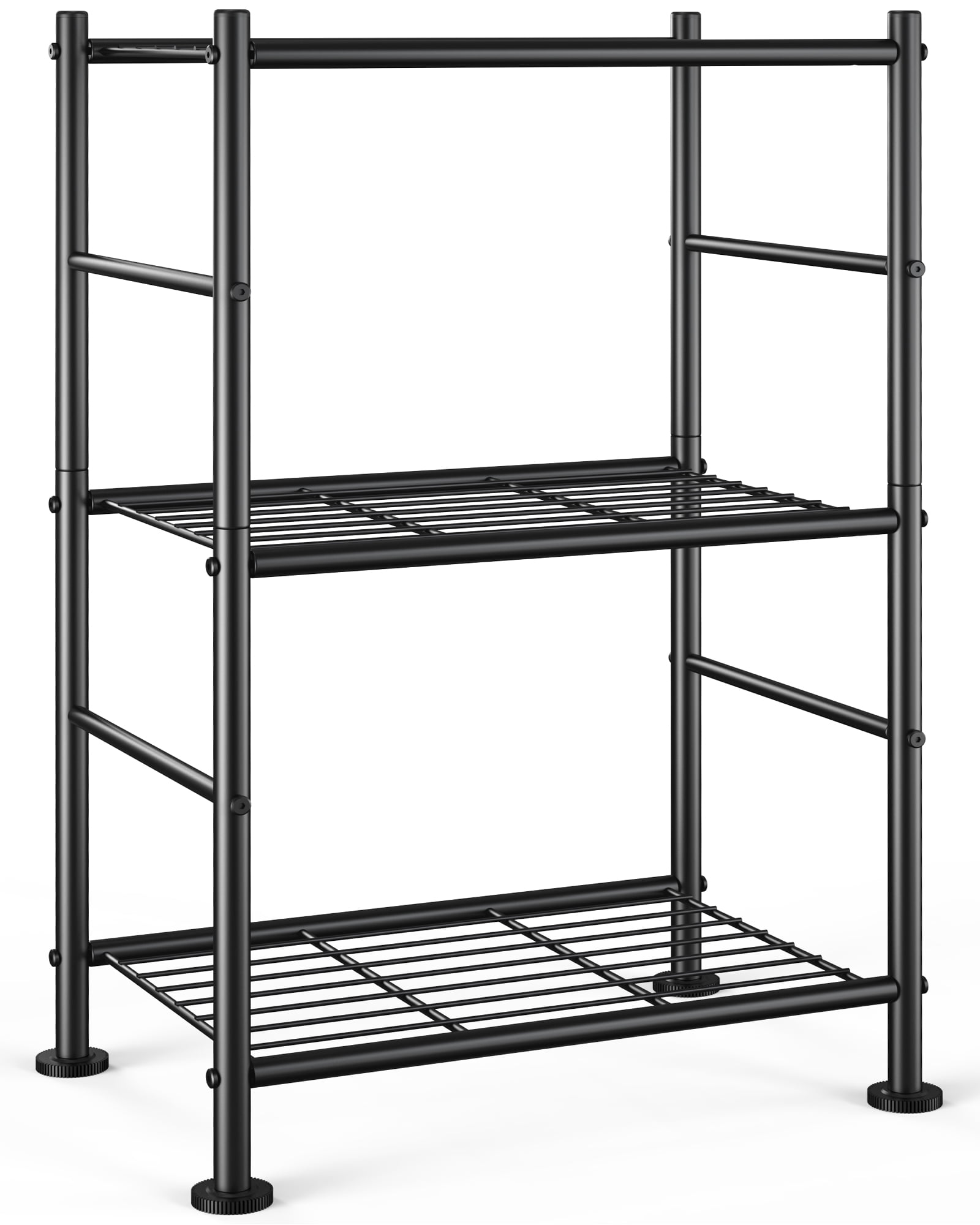 Sakugi 3-Tier Metal Storage Shelves, Adjustable Feet,Black, 750lbs Load ...