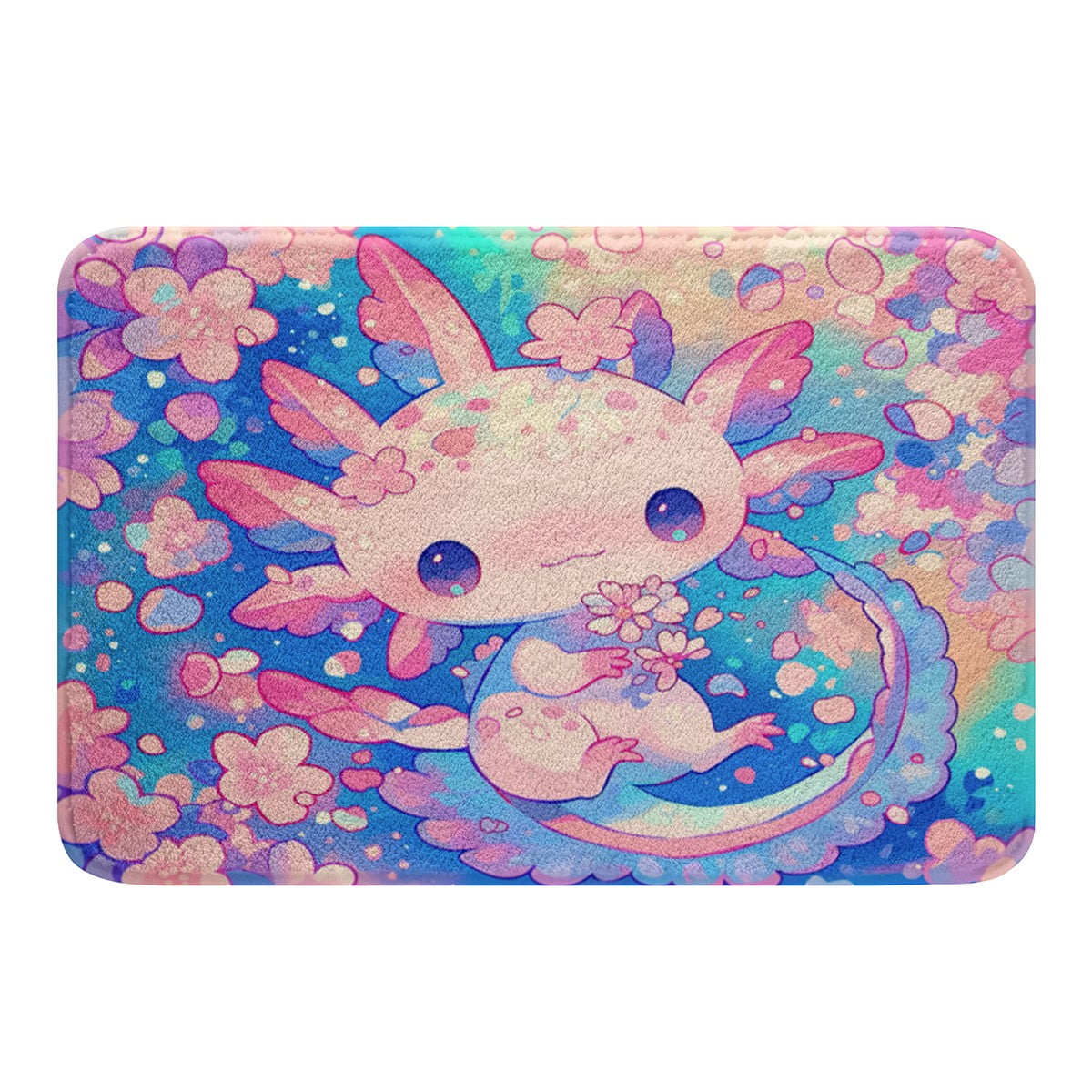 Sakura Axolotl 20"X32" Bath Mat Non Slip Cartoon Salamander Bathroom ...