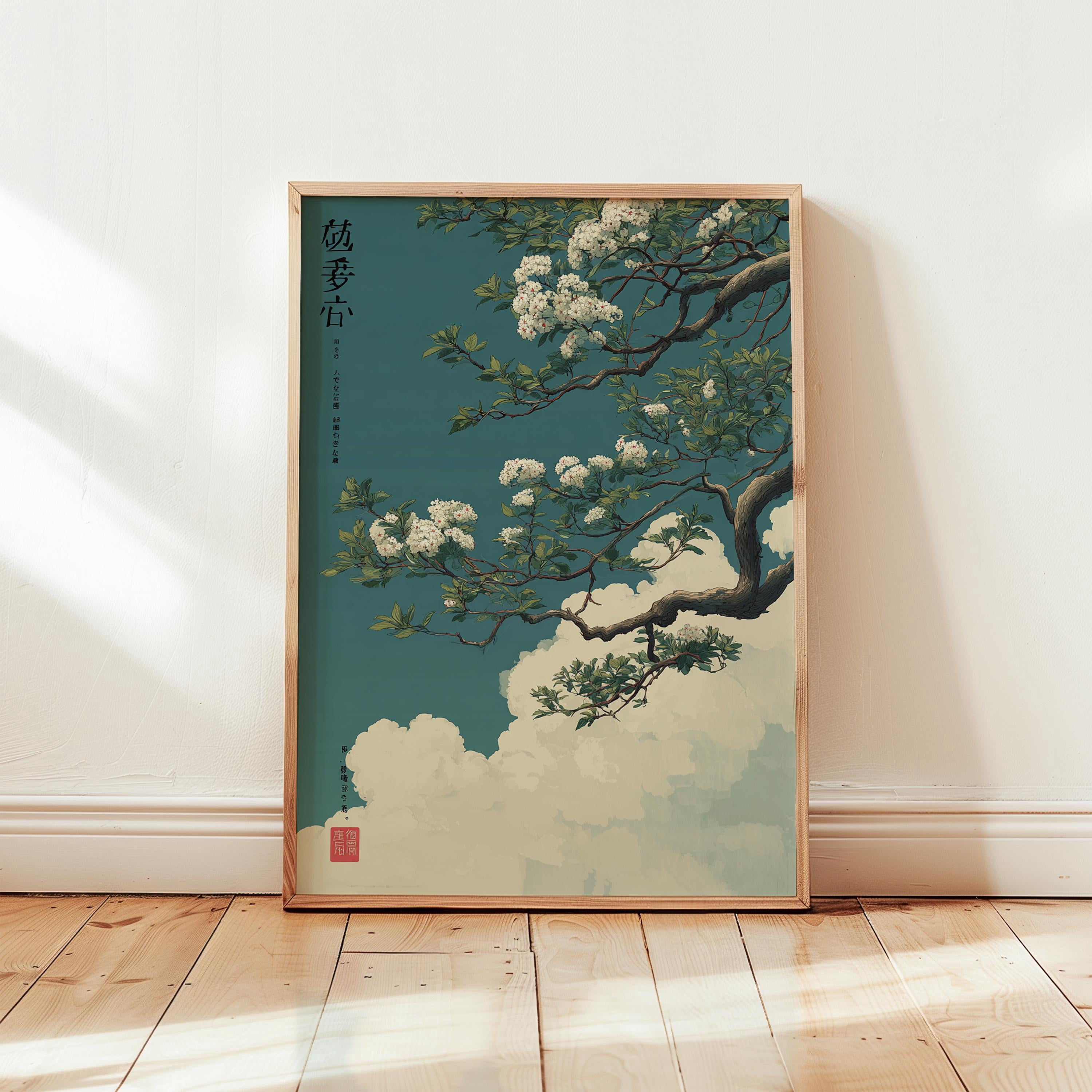 Sakura Blossom Poster, Japanese Botanical Illustration, Vintage Nature ...