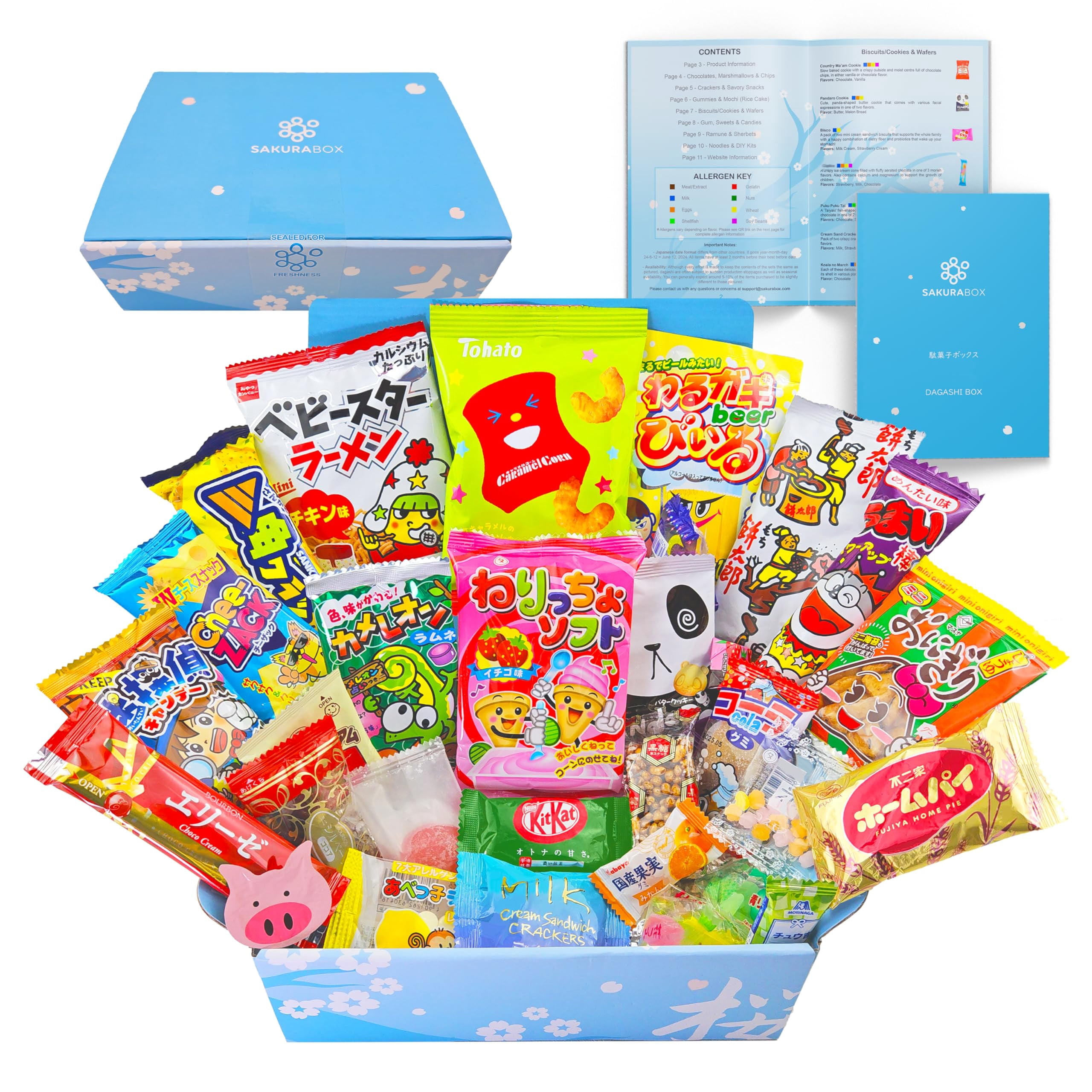 Sakura Box Japanese Snacks & Candy NSD3 30 Piece Dagashi Set Gift (Box ...