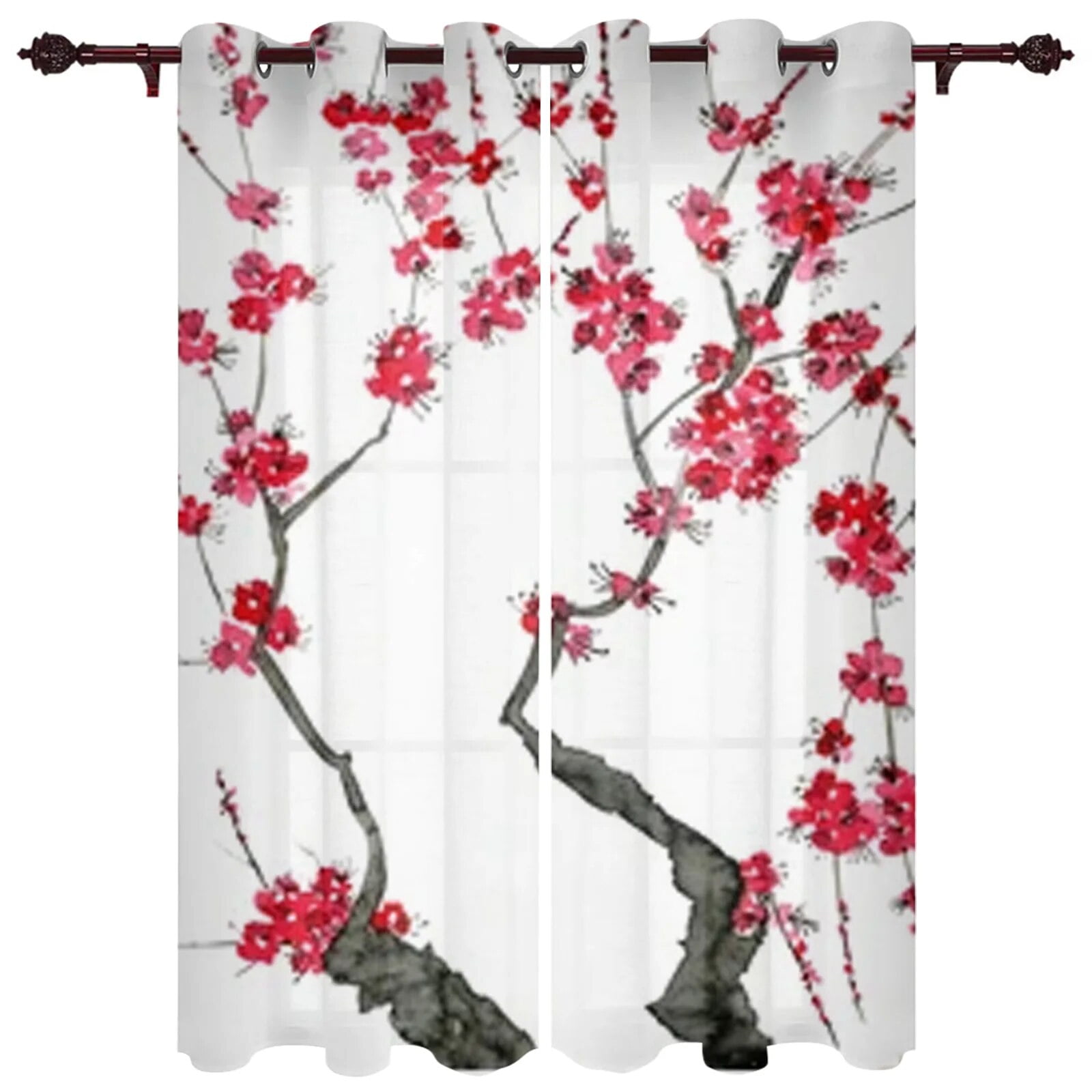 Sakura Branch Flower Window Curtains For Living Room Luxury Bedroom ...