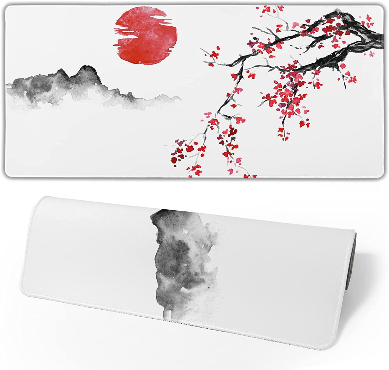 Sakura Cherry Blossom Large Mouse Pad 35.4×15.74 Inch with Stitched ...