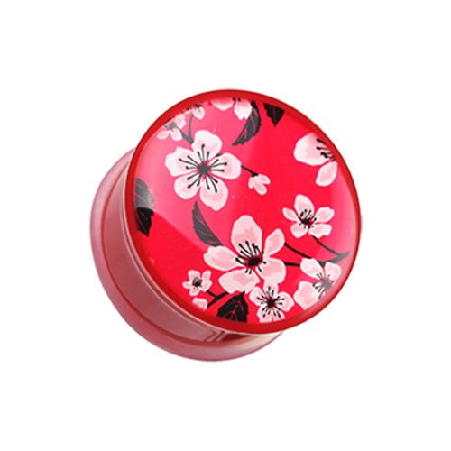 Sakura Cherry Blossom Single Flared Ear Gauge Plug - Walmart.com