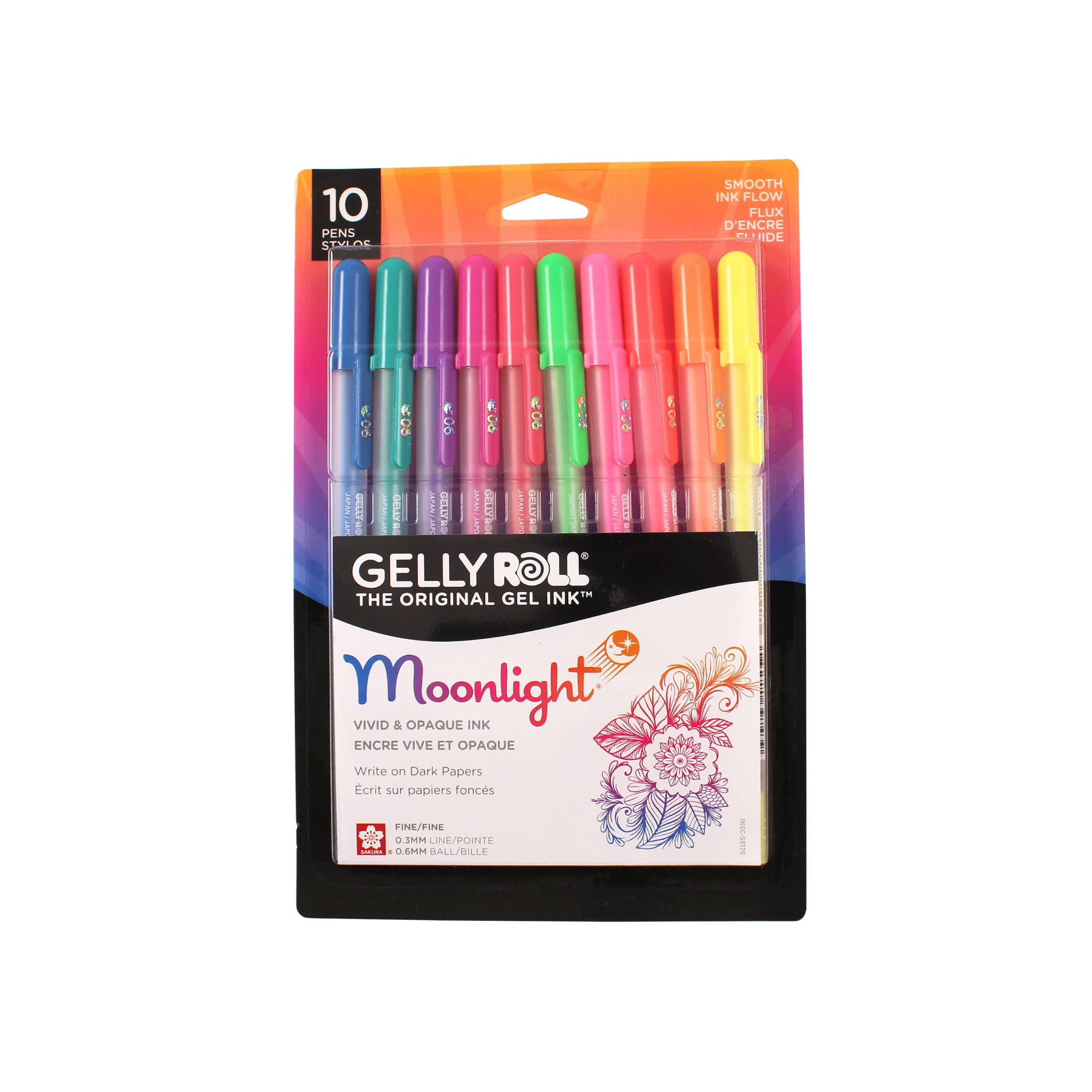 Sakura Gelly Roll Moonlight Pen Set, Fine Point, 10 Fluorescent Colors ...