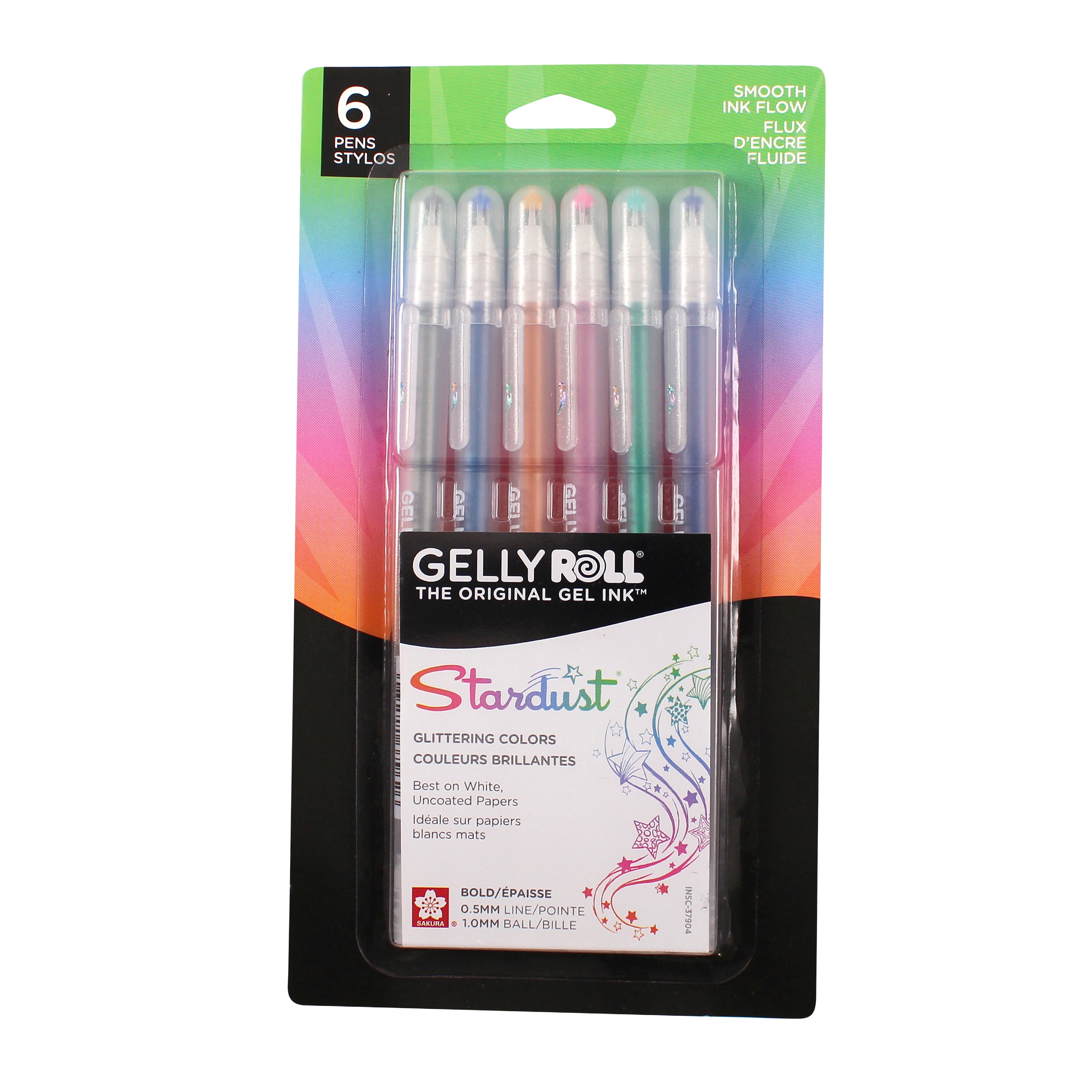 Sakura Gelly Roll Stardust Gel Pens, Sparkling Ink, 6 Glitter Colors ...