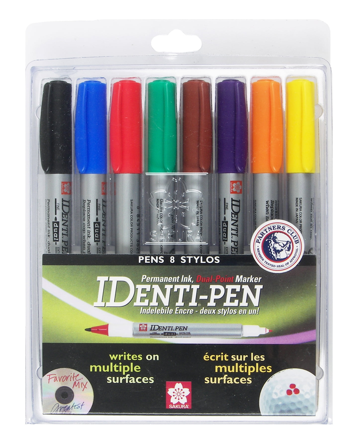 Sakura Identi-Pen Permanent Marker Set, Dual-tip, Assorted Colors, 8 ...