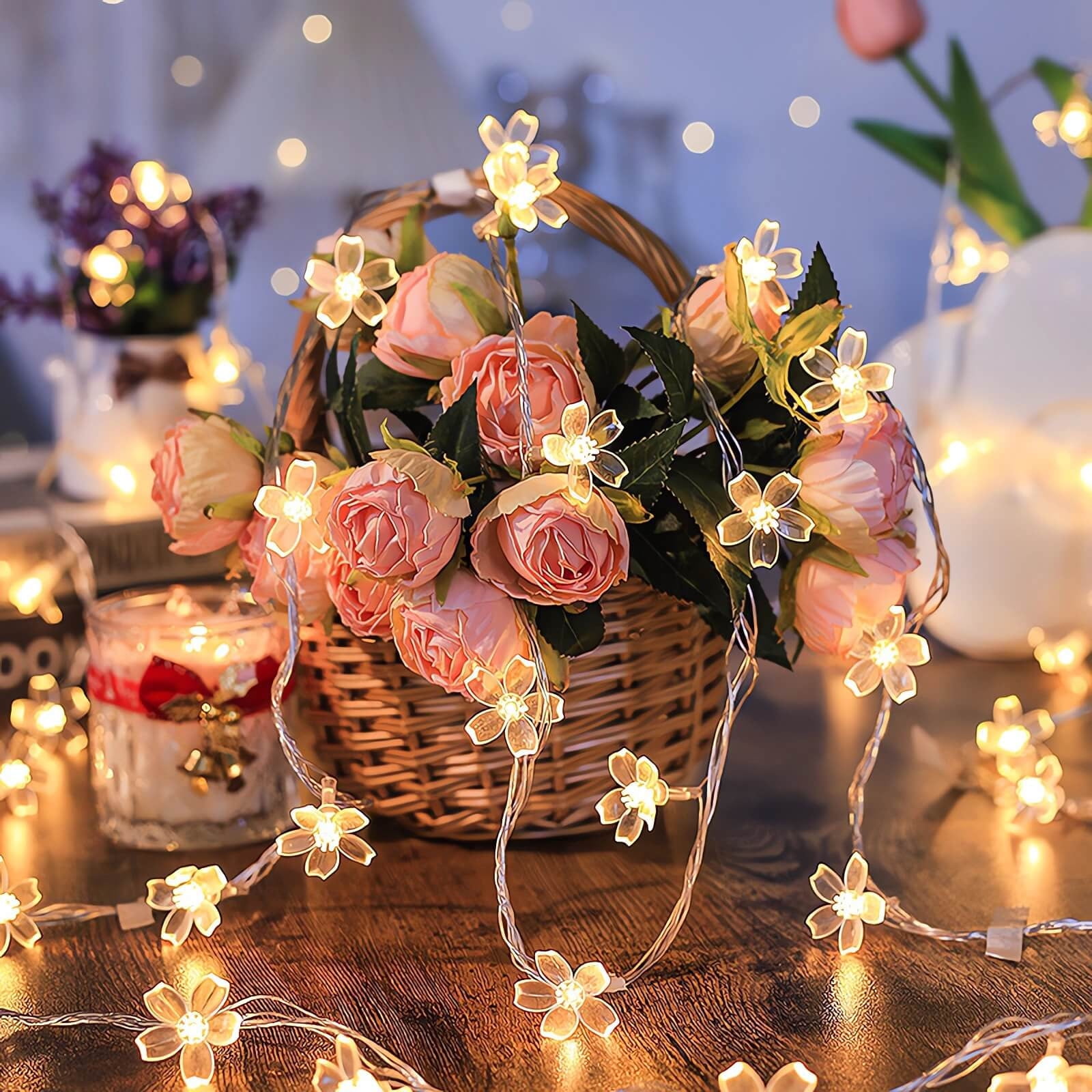 Sakura LED Flower Light String - Warm White Decorative Waterproof ...