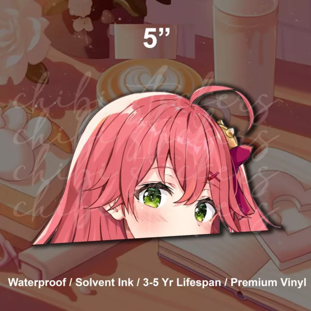 Sakura Miko Pink Hair School Girl Kawaii Vinyl Sticker Waterproof ...