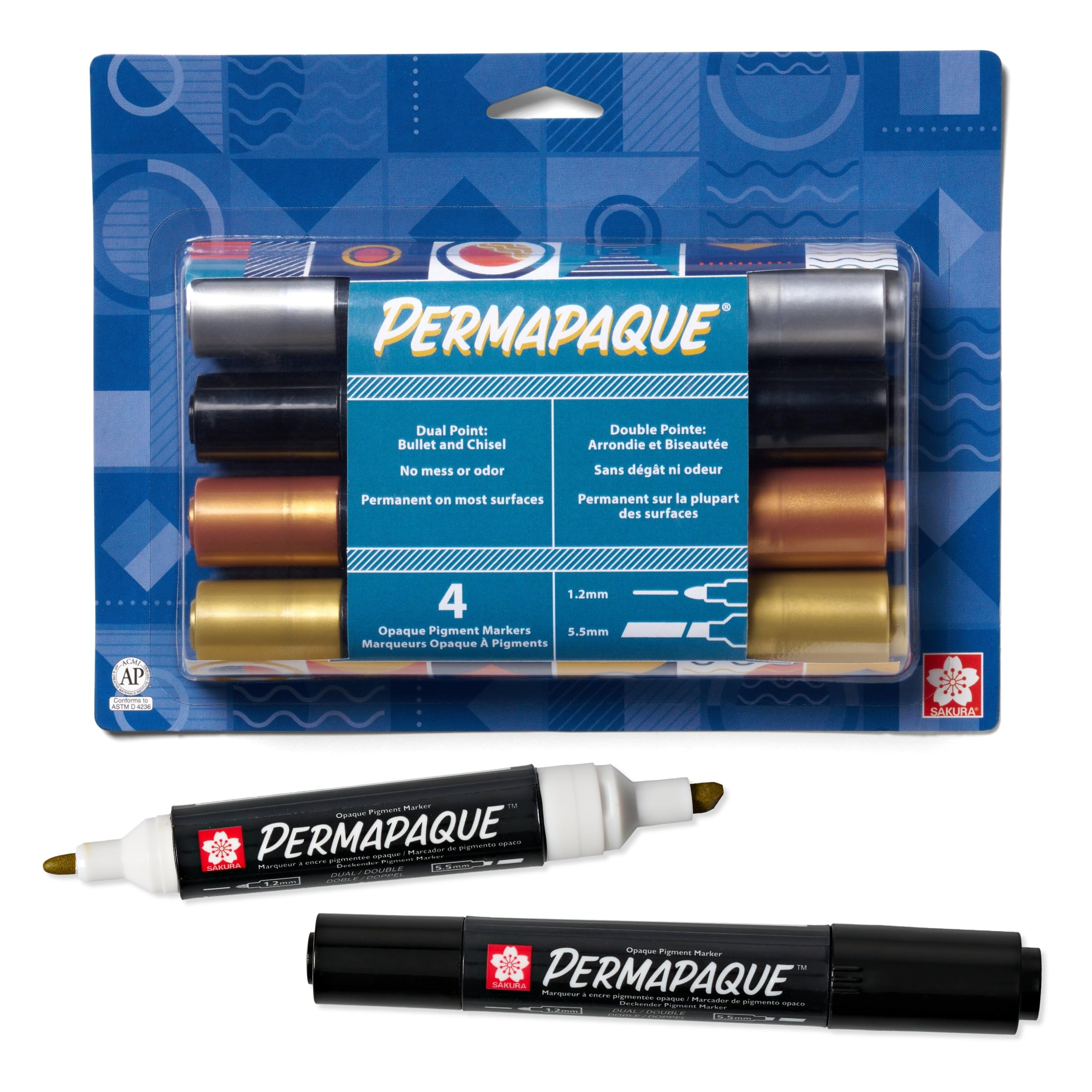 Sakura Permapaque Paint Markers - Assorted Metallic Colors - 1.2 & 5.5 ...