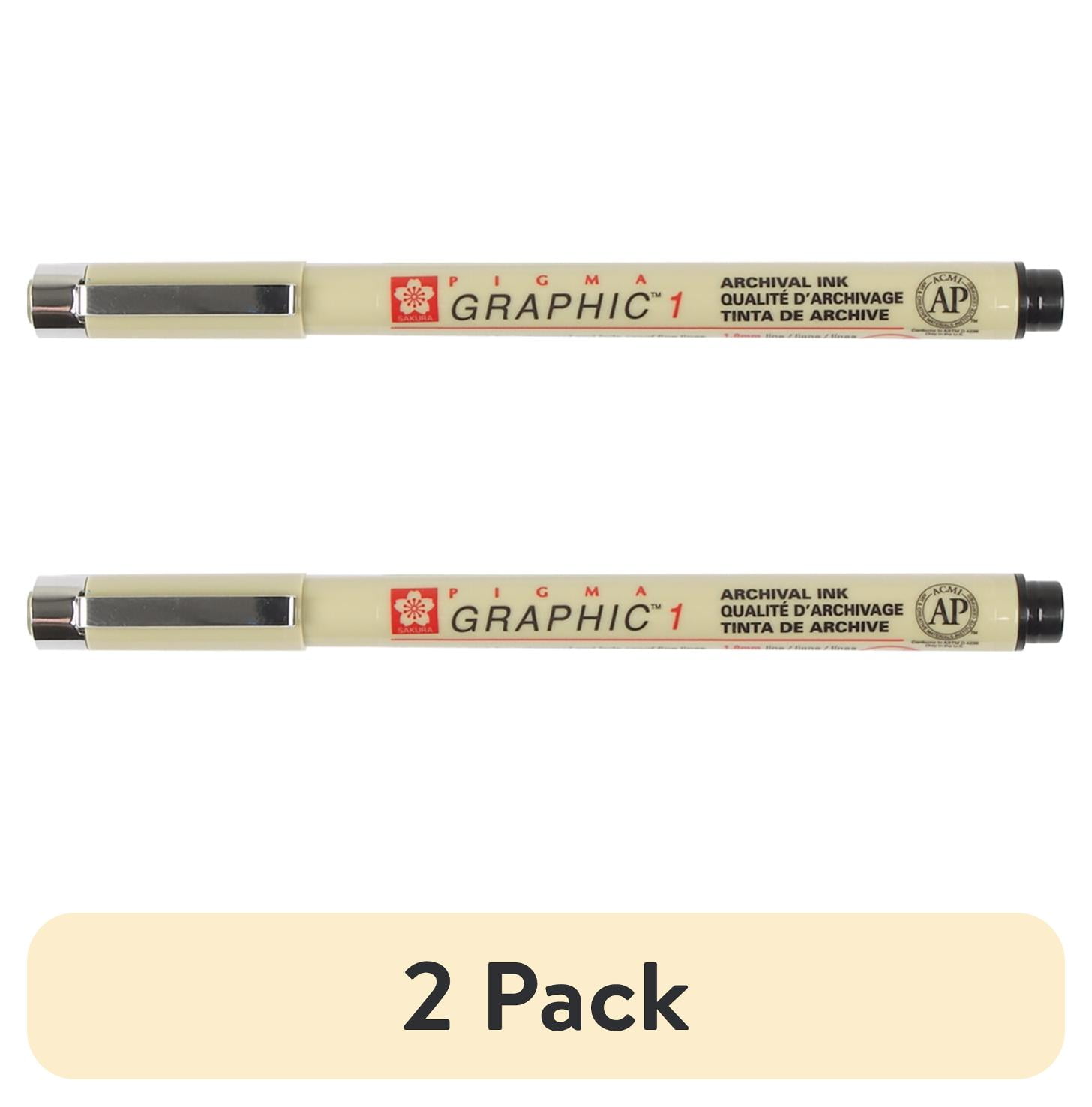 (2 pack) Sakura Pigma Graphic Pen, 1 mm,. Black - Walmart.com