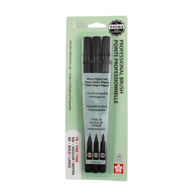 Sakura Pigma Professional Brush Pen Set, Black (Fine, Medium, Bold) - Walmart.com