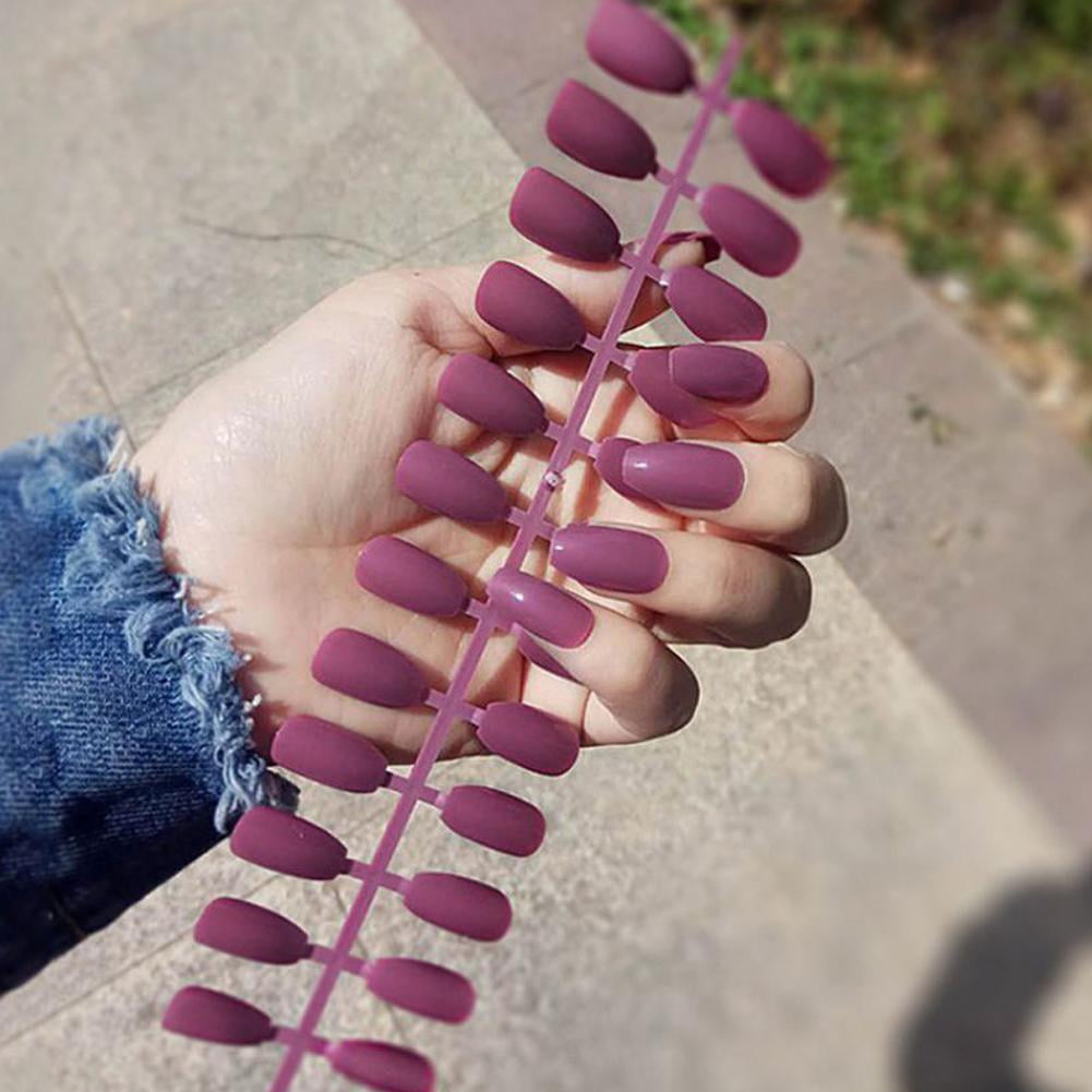 Sakura Purple Solid Color Ballet Nail Tjp309-Y14-B3 24pcs Solid Color ...