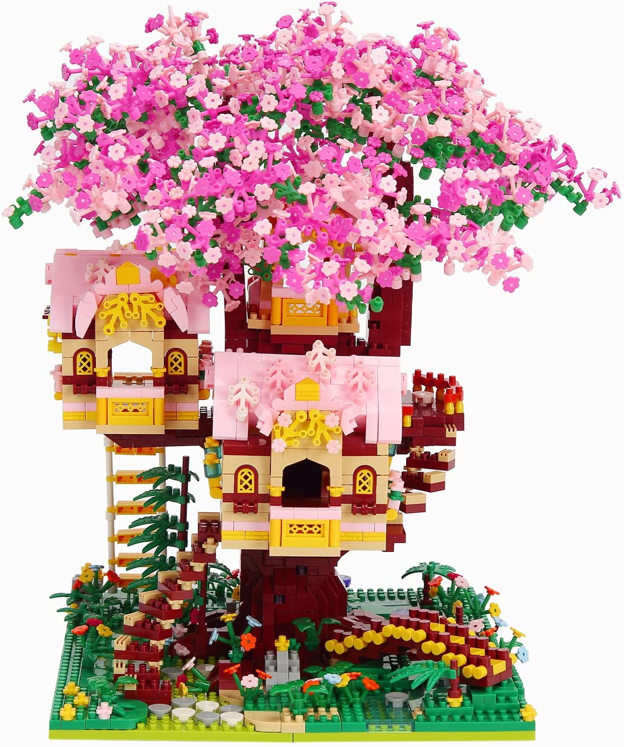 Sakura Tree 906pcs Building Kit, Bonsai Tree House Building Blocks Sets ...