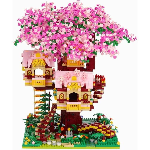 Sakura Tree 906pcs Building Kit, Bonsai Tree House Building Blocks Sets ...