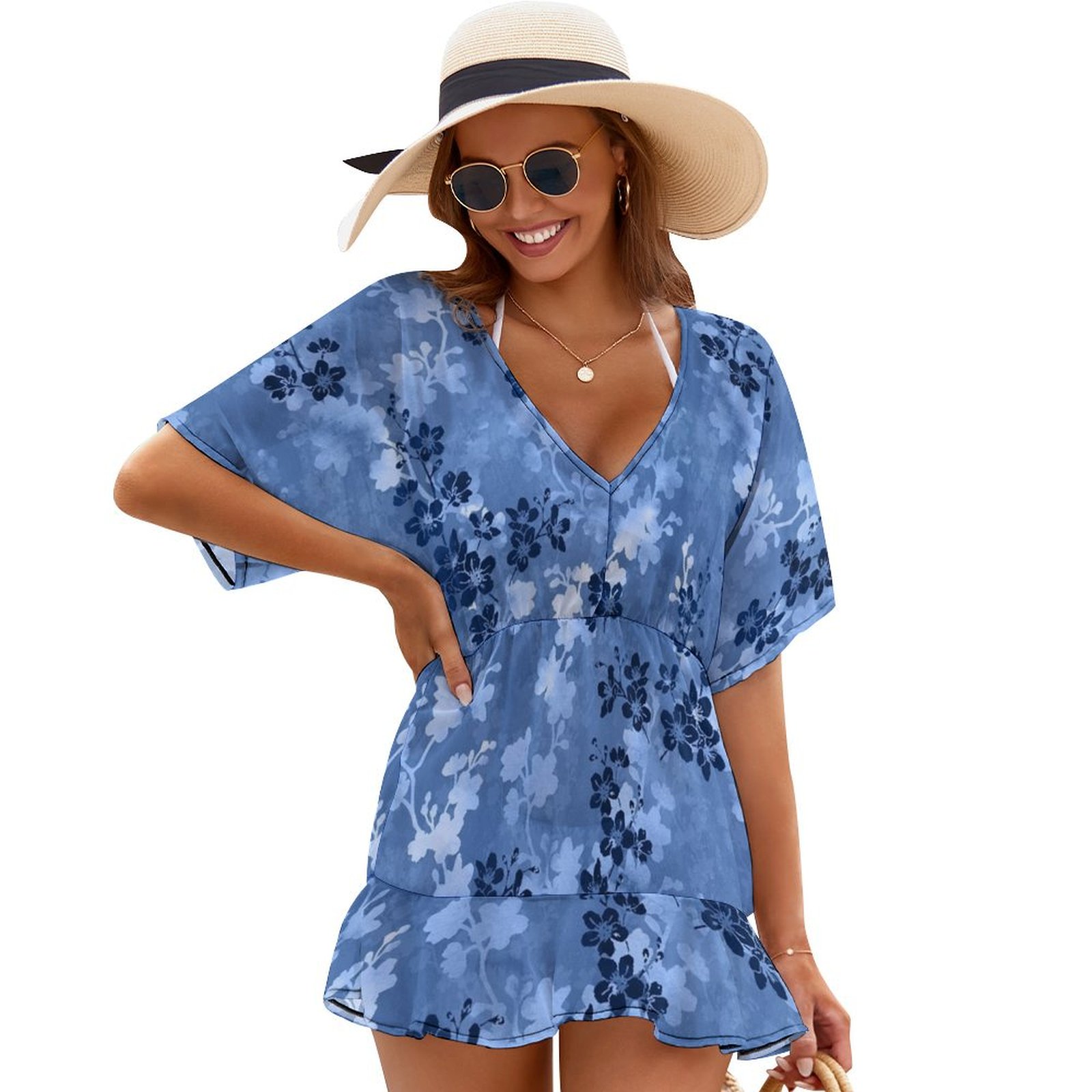 Sakura blossom in blue Cover Ups Casual dresses women party dresses ...