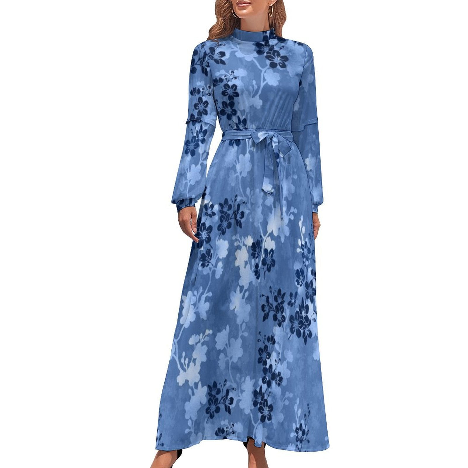 Sakura blossom in blue Long Dress prom dress dress dresses - Walmart.com