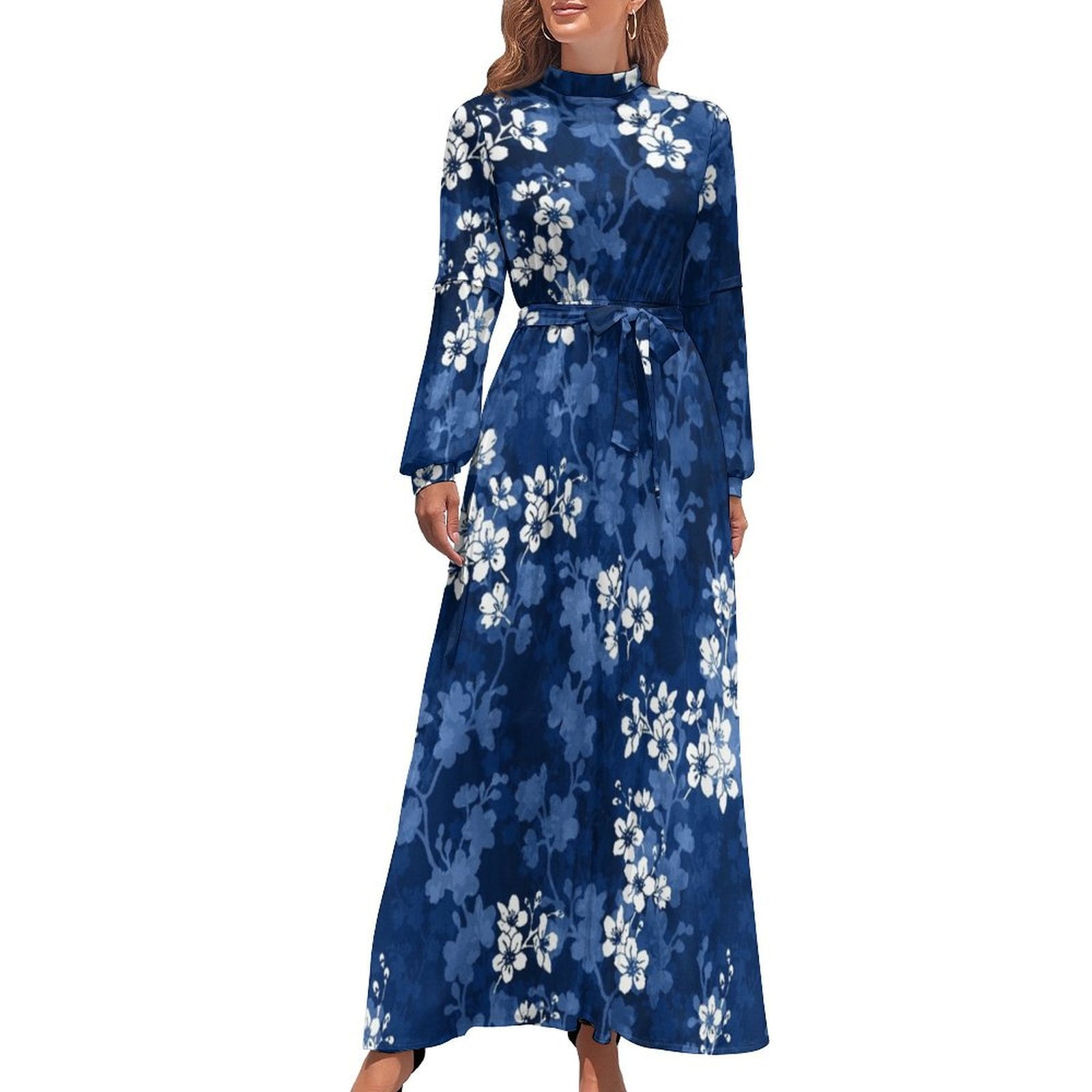 Sakura blossom in deep blue Long Dress cocktail dresses sensual sexy dress for women - Walmart.com
