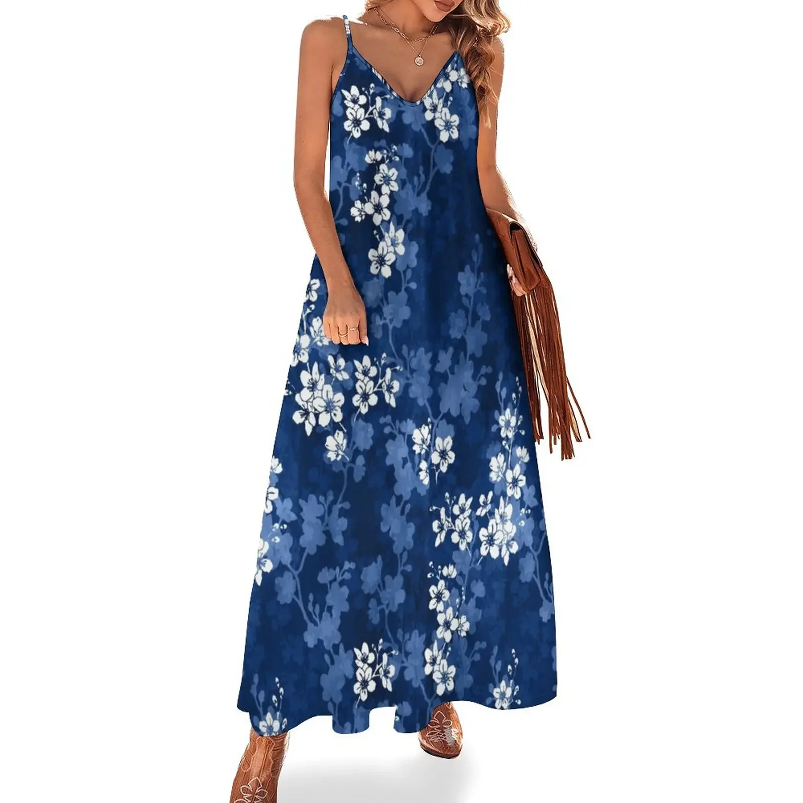 Sakura blossom in deep blue Sleeveless Dress Women's summer dress women ...