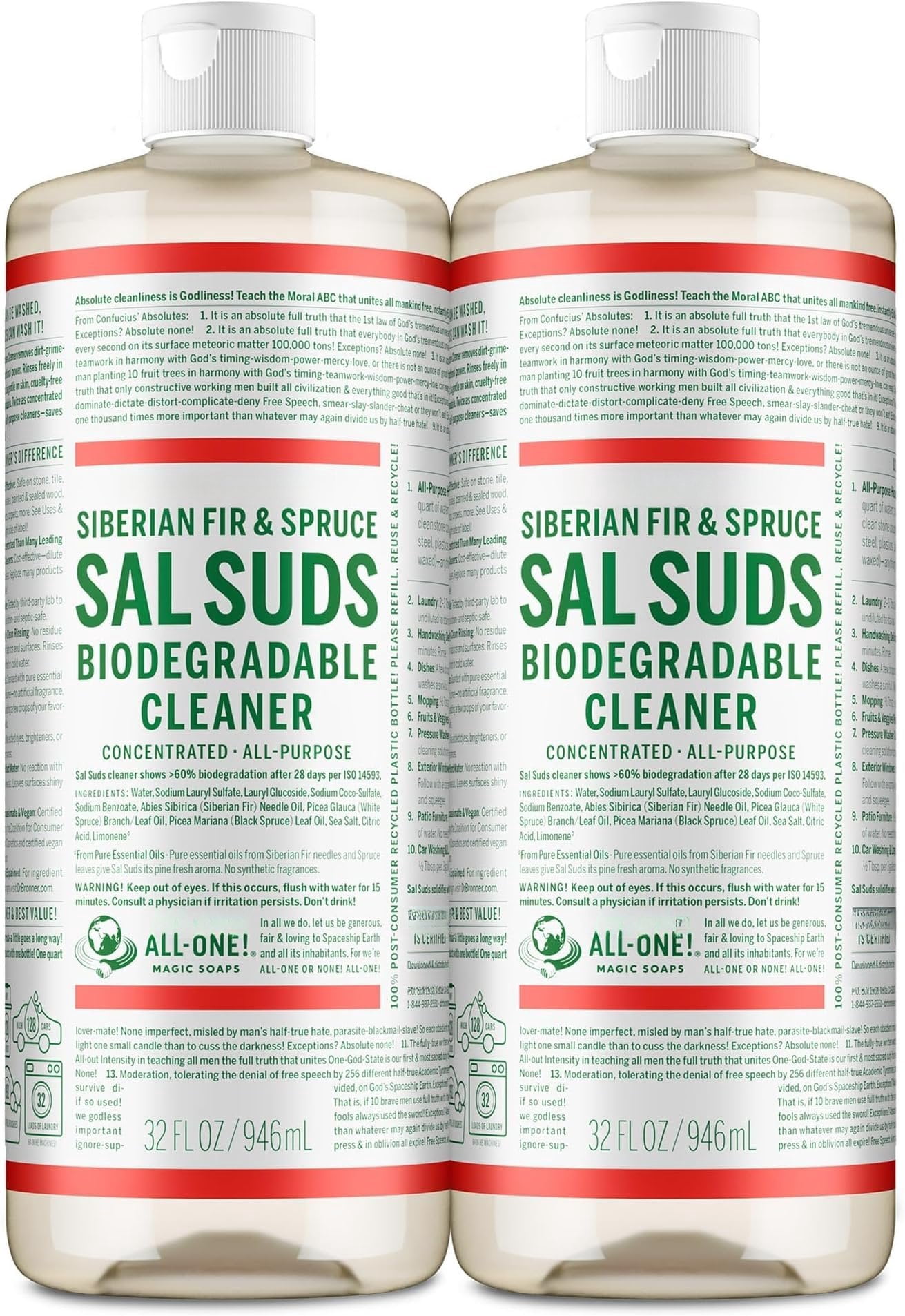 - Sal Suds Biodegradable Cleaner (32oz, 2-Pack) - Concentrated Purpose ...