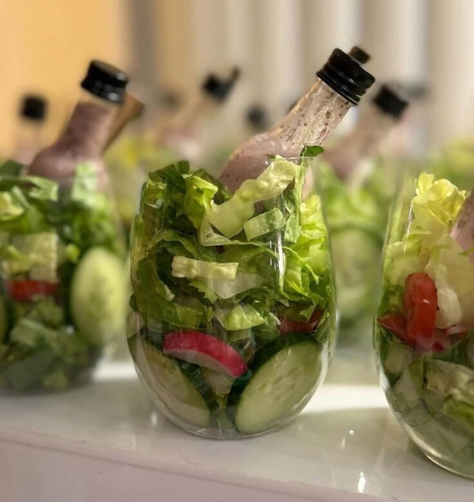 Salad Appetizer Cups Dressing Mini Bottles Forks Set for Food Display ...