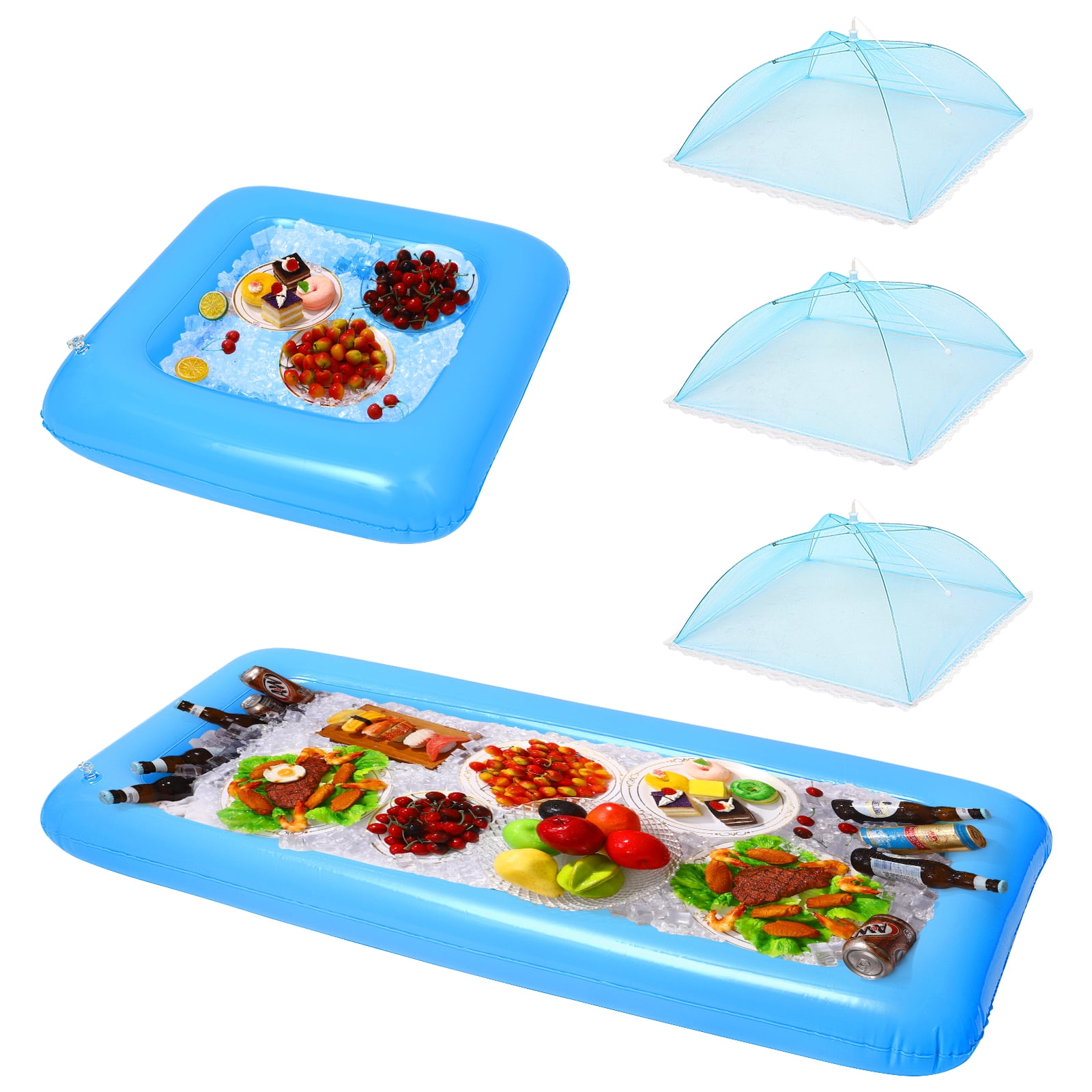 IMIKEYA Inflatable Drink Holder Blue PVC for Pool Parties Easy to ...