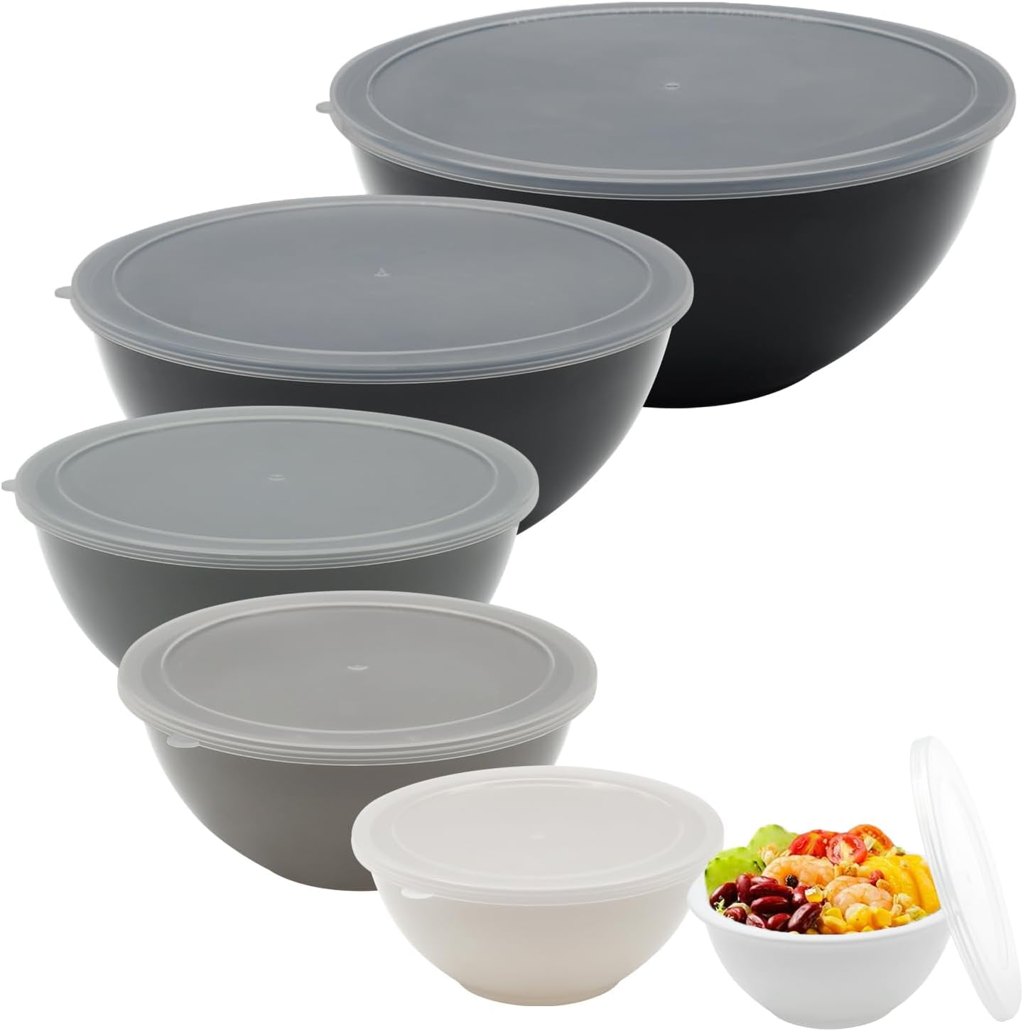 Salad Bowl Set with Lids - Bowls for Mixing - Bowls in Multiple Sizes ...