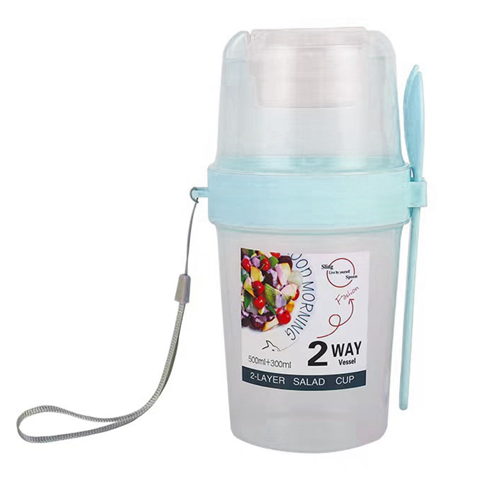 Salad Box Transparent Portable Separated Two Compartments Breakfast Cup ...