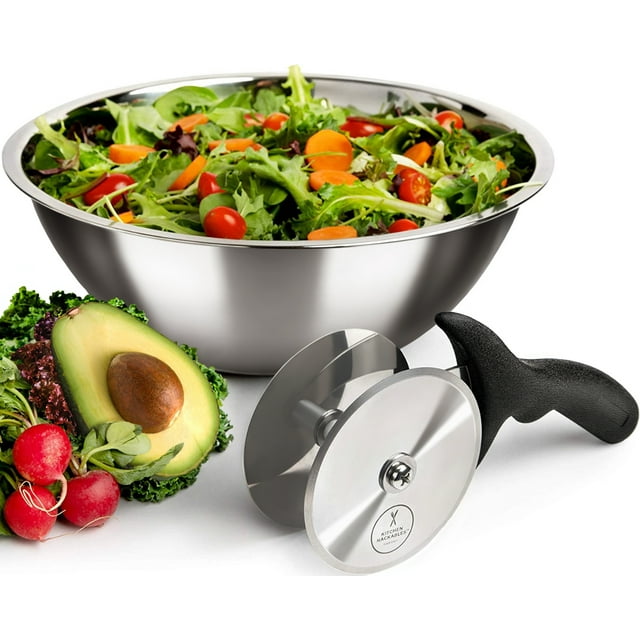 Salad Chopper, Stainless Steel Salad Cutter Bowl with Chef Grade ...